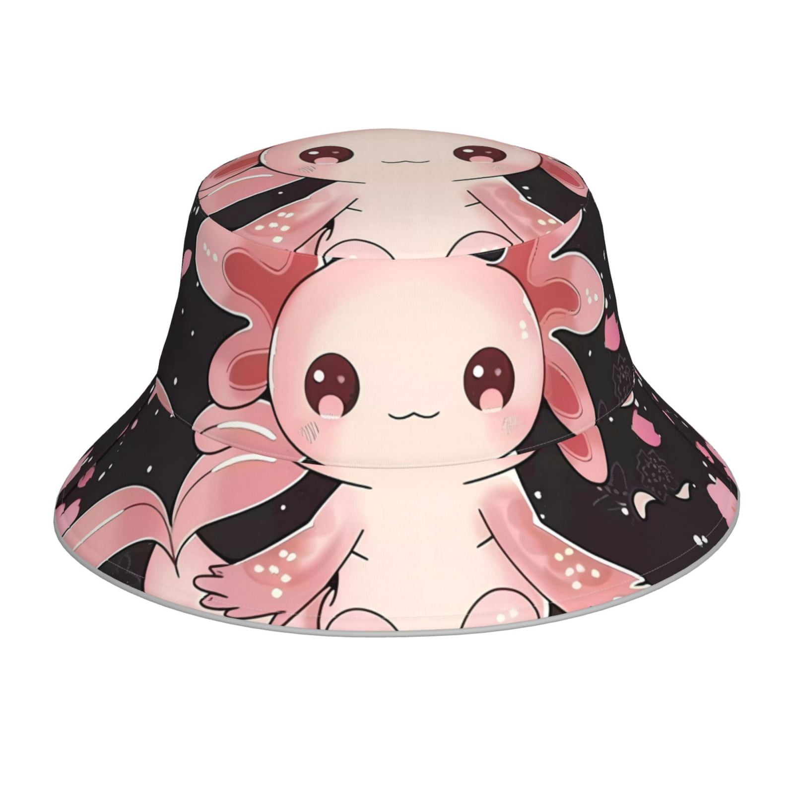 Sikiie Cute Axolotl Sakura Blossoms Reflective Double-Sided Bucket Hat ...