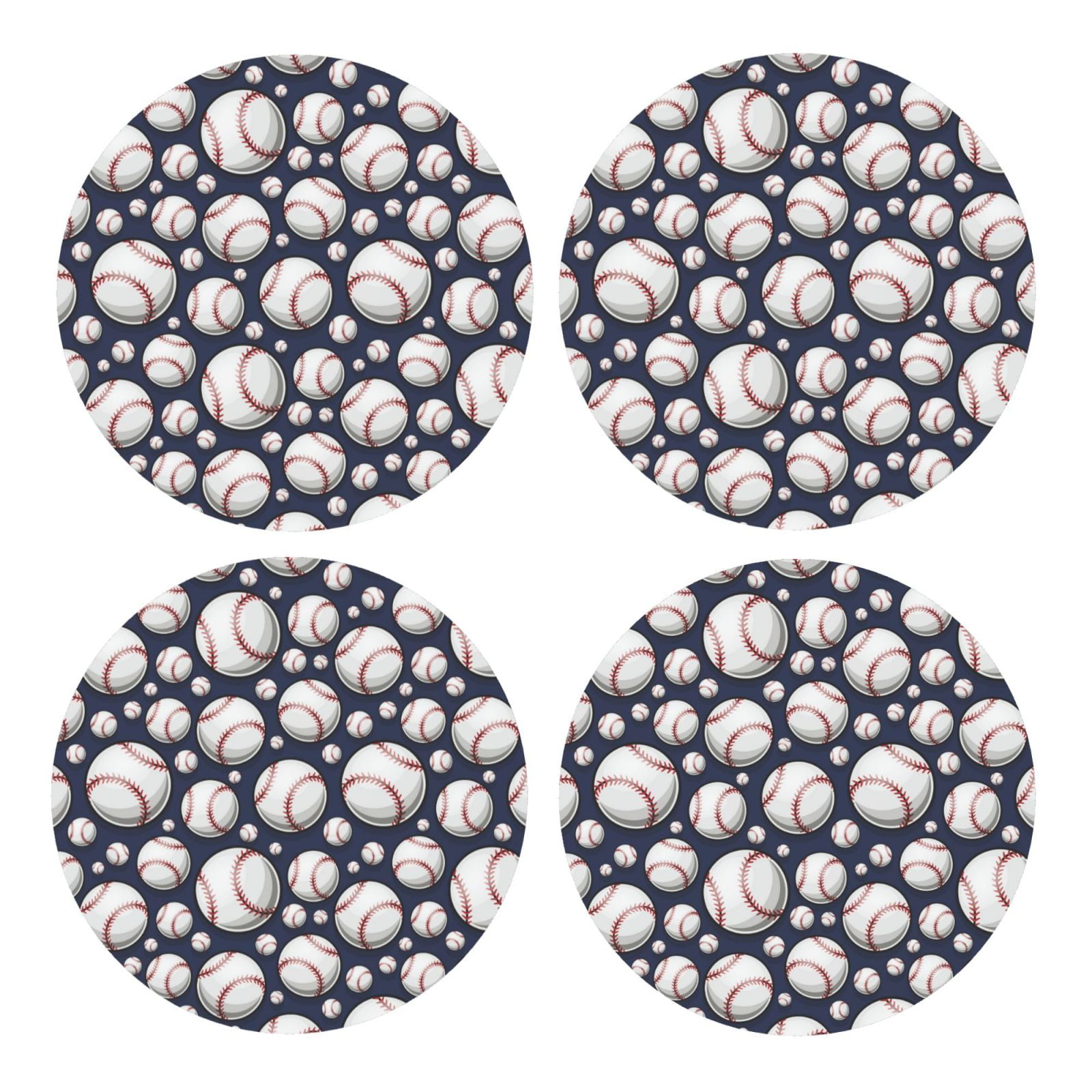 Sikiie Cute Basebal MDF Cork Coaster 4 Pcs - Absorbent Beverage ...