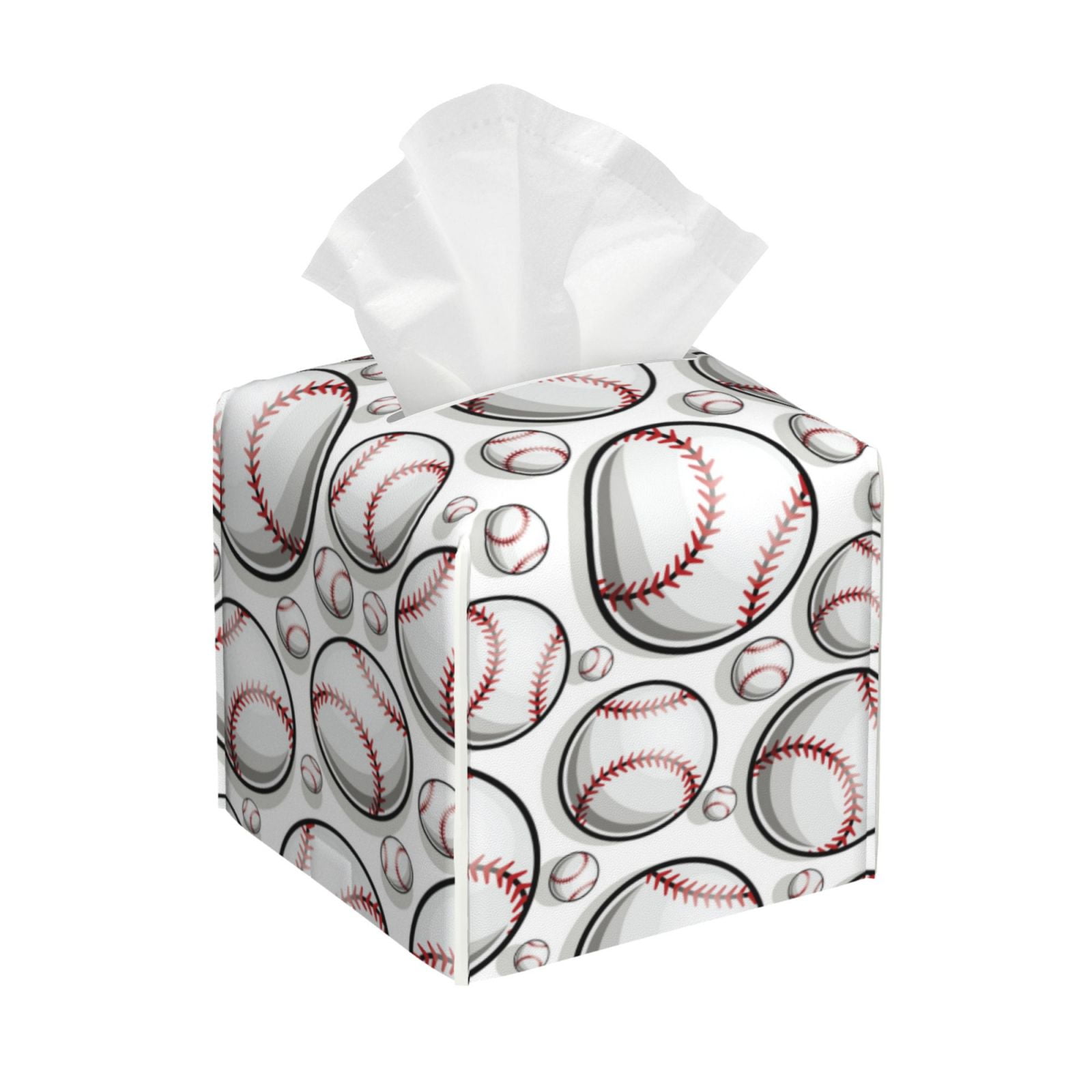 Sikiie Cute Baseball Leather Tissue Box Cover Square, tissue box holder ...