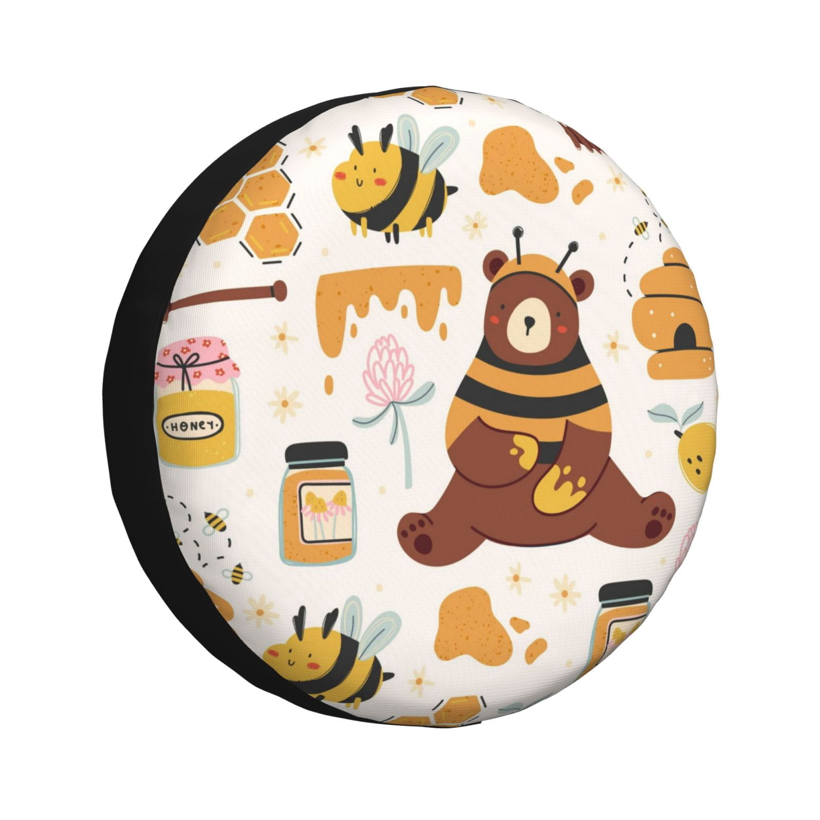 Sikiie Cute Bee Honey Jar Hive Bear PVC Leather Spare Tire Wheel Cover ...