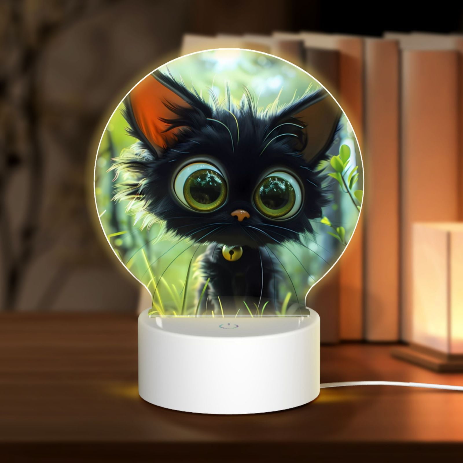 Sikiie Cute Big-Eyed Black Cat Acrylic Night Light Gift Custom Acrylic ...