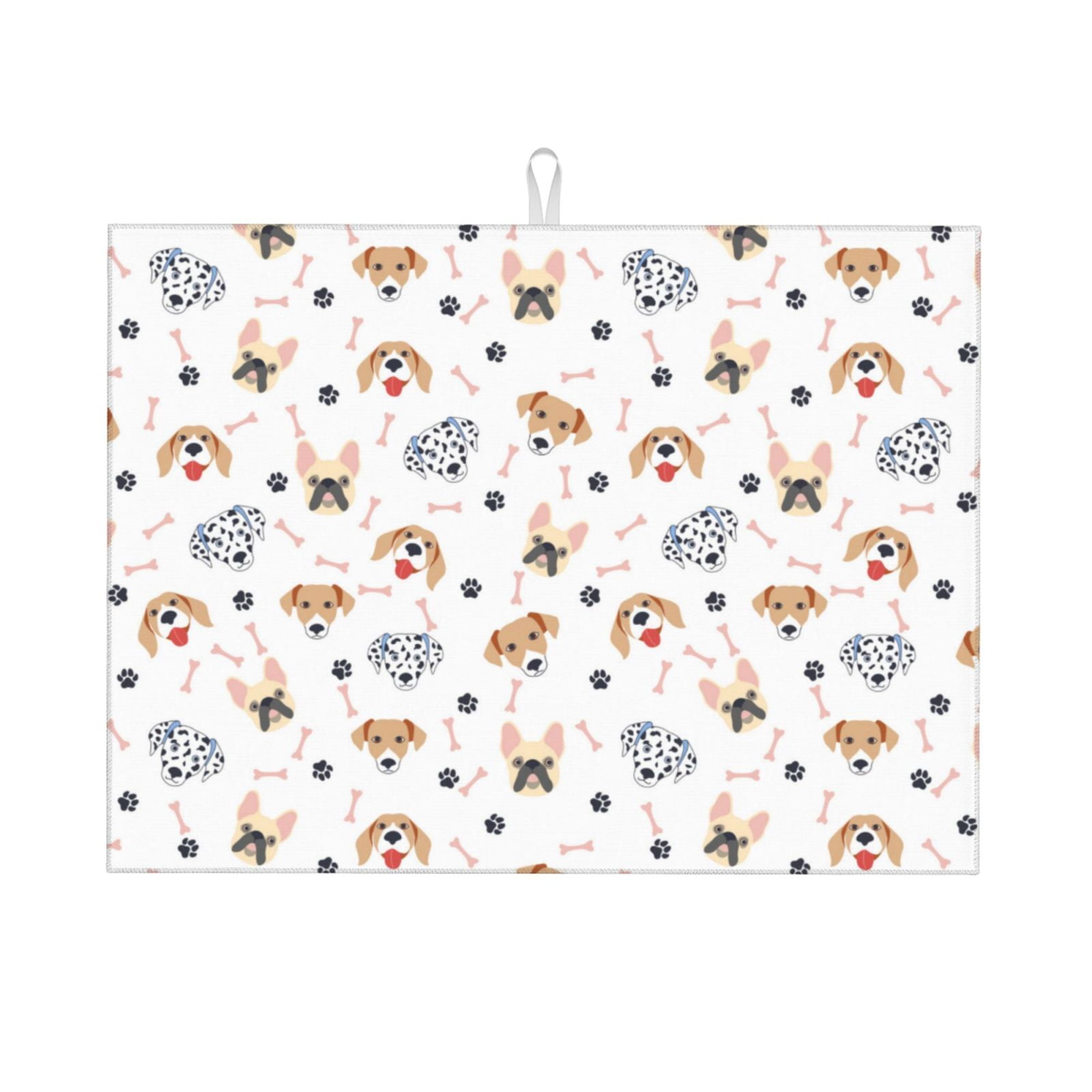 Sikiie Cute Cartoon Dogs Dish Drying Mat, Kitchen Counter Mat, Self ...