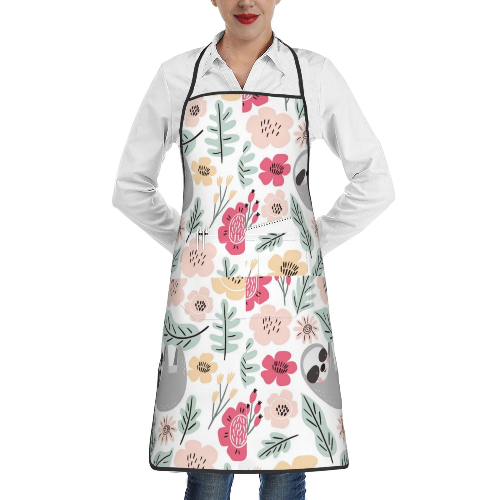 Sikiie Cute Cartoon Sloth Aprons for Kitchen Cooking Aprons, Chef Apron ...