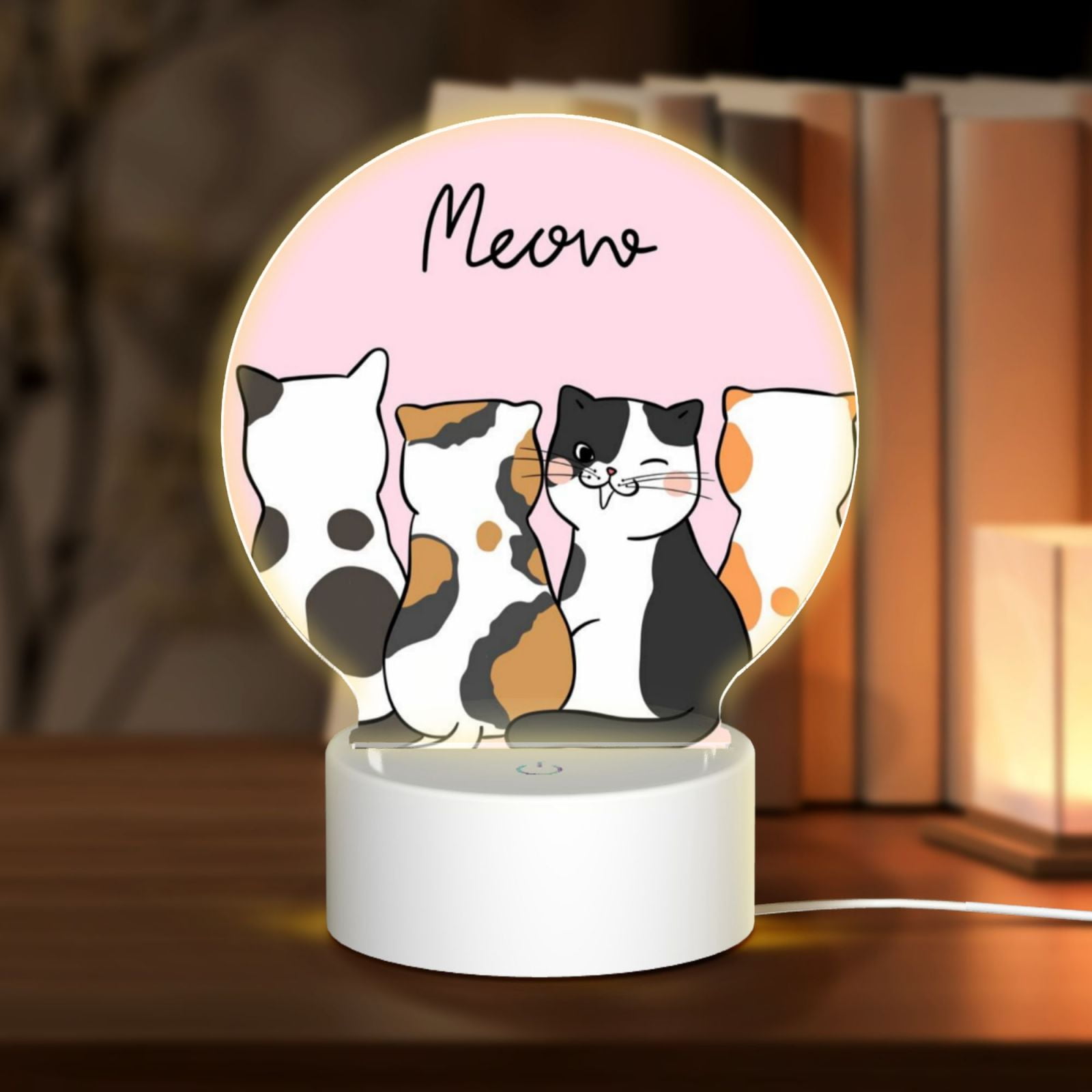 Sikiie Cute Cats Acrylic Night Light Gift Custom Acrylic Night Light ...