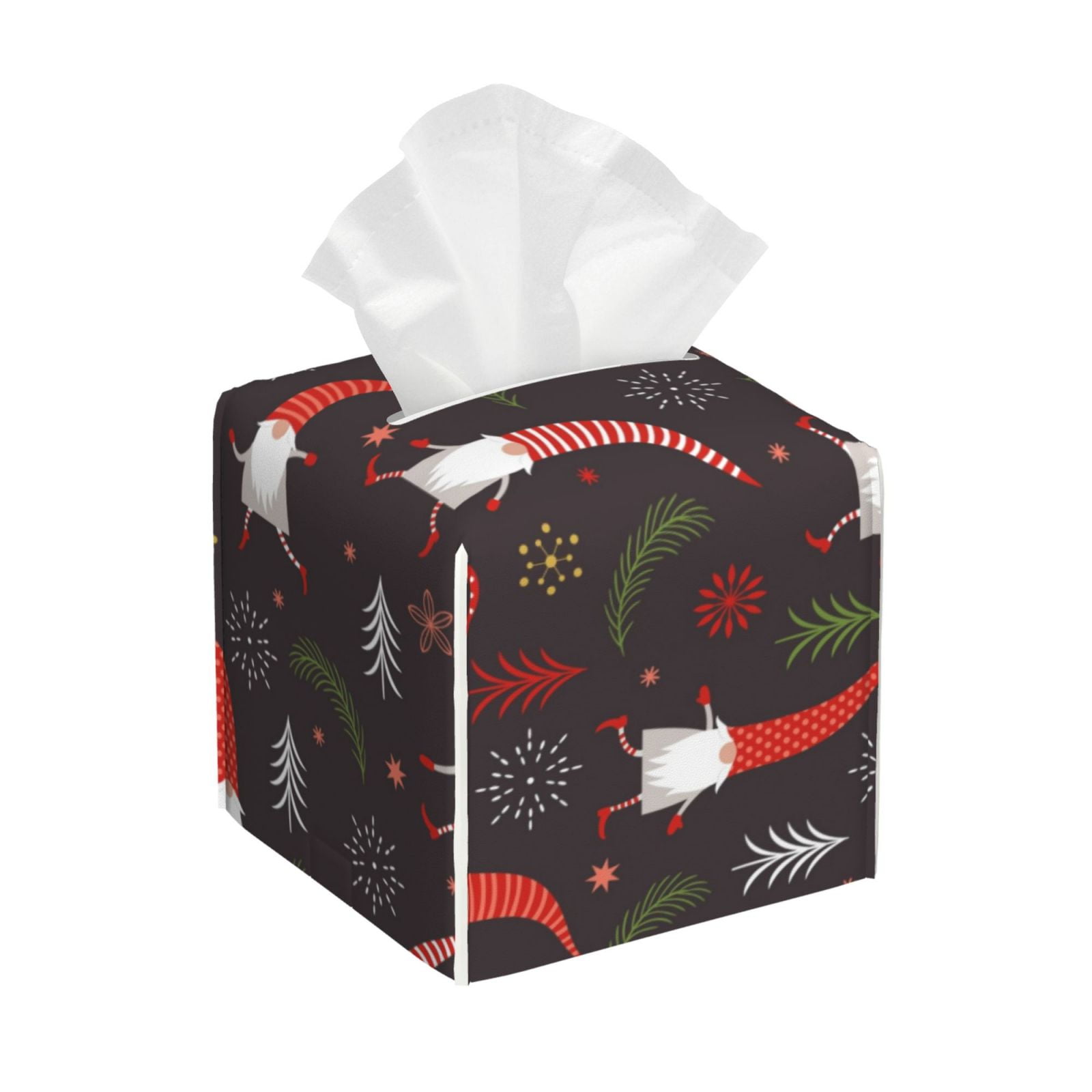 Sikiie Cute Christmas Gnomes Leather Tissue Box Cover Square, tissue box holder, Tissue Box with ...