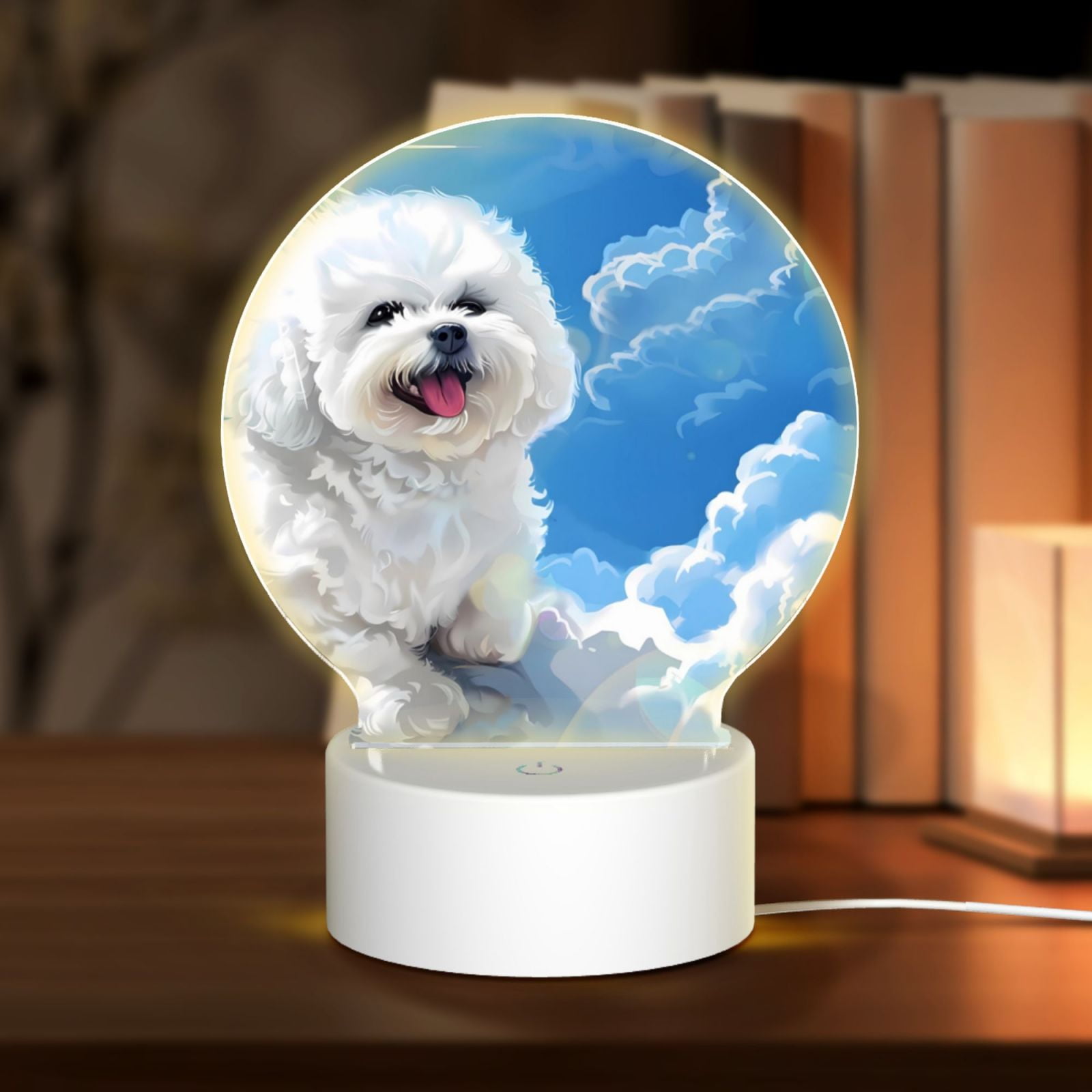 Sikiie Cute Cloud Bichon Frise Acrylic Night Light Gift Custom Acrylic ...