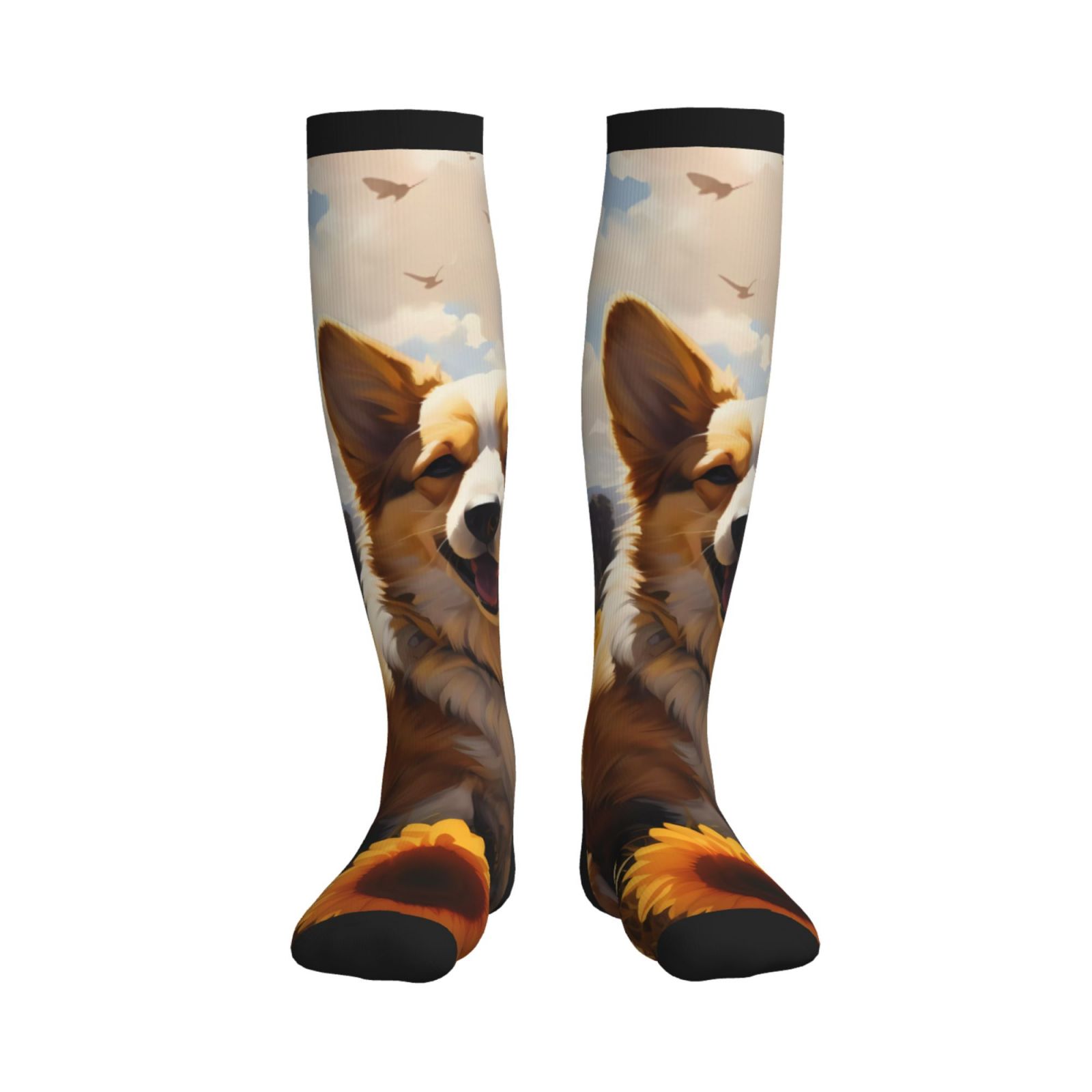 Sikiie Cute Corgi Sunflower 1 Pairs Compression Socks for Men and Women ...