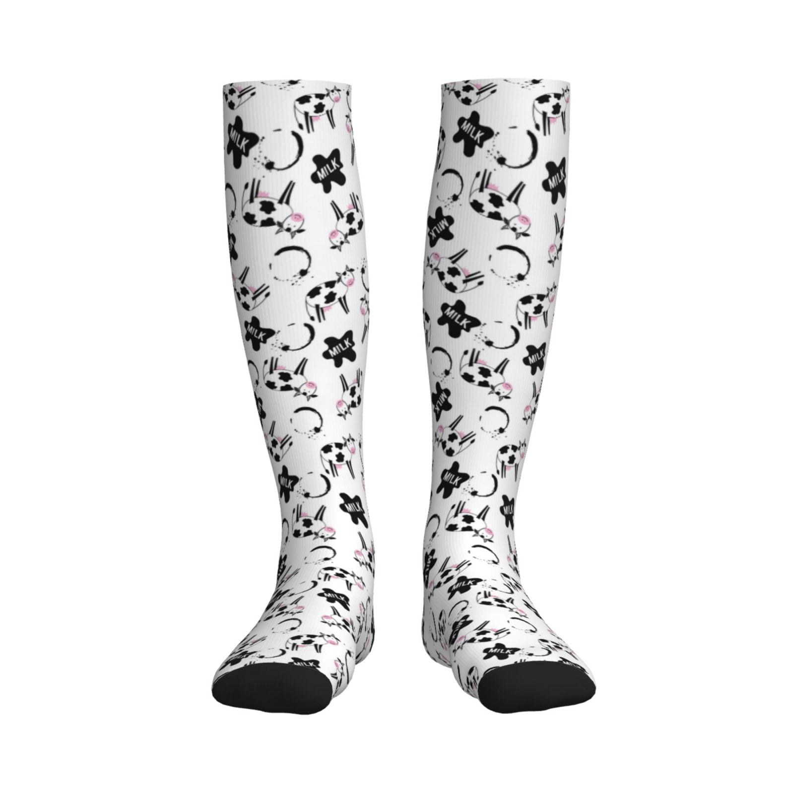 Sikiie Cute Cow and Milk Stains 1 Pairs Compression Socks for Men and ...