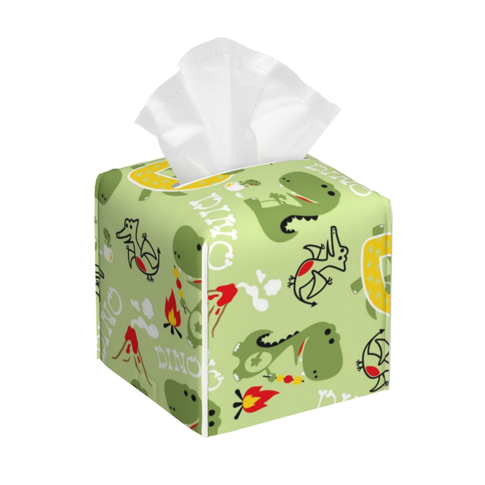 Sikiie Cute Dinosaurs Cartoon Leather Tissue Box Cover Square, tissue ...