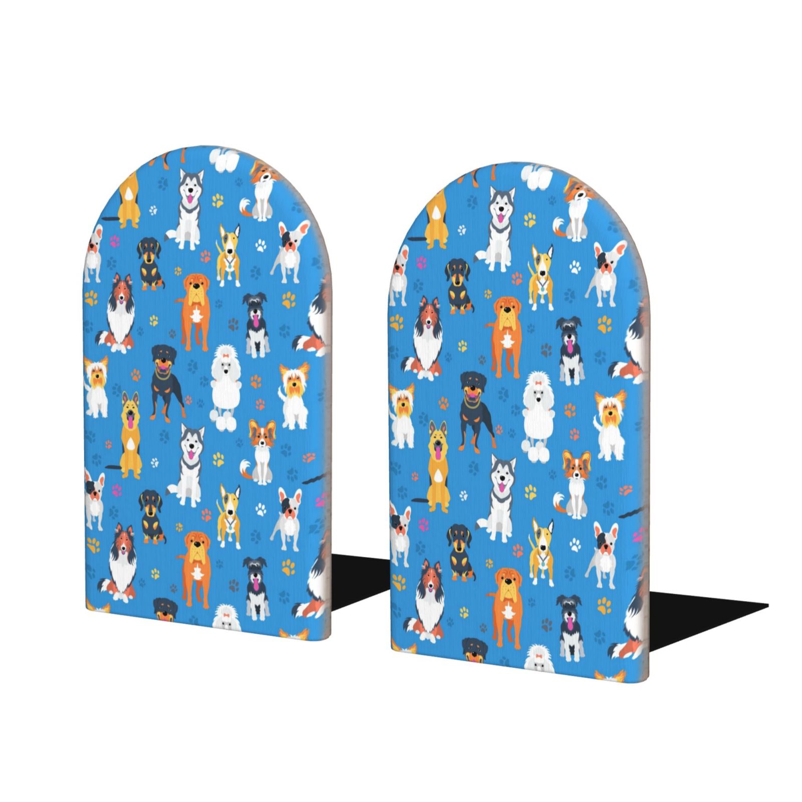 Sikiie Cute Dogs Bookends 1 Pair, Wood Bookends for Shelves, Book Ends ...