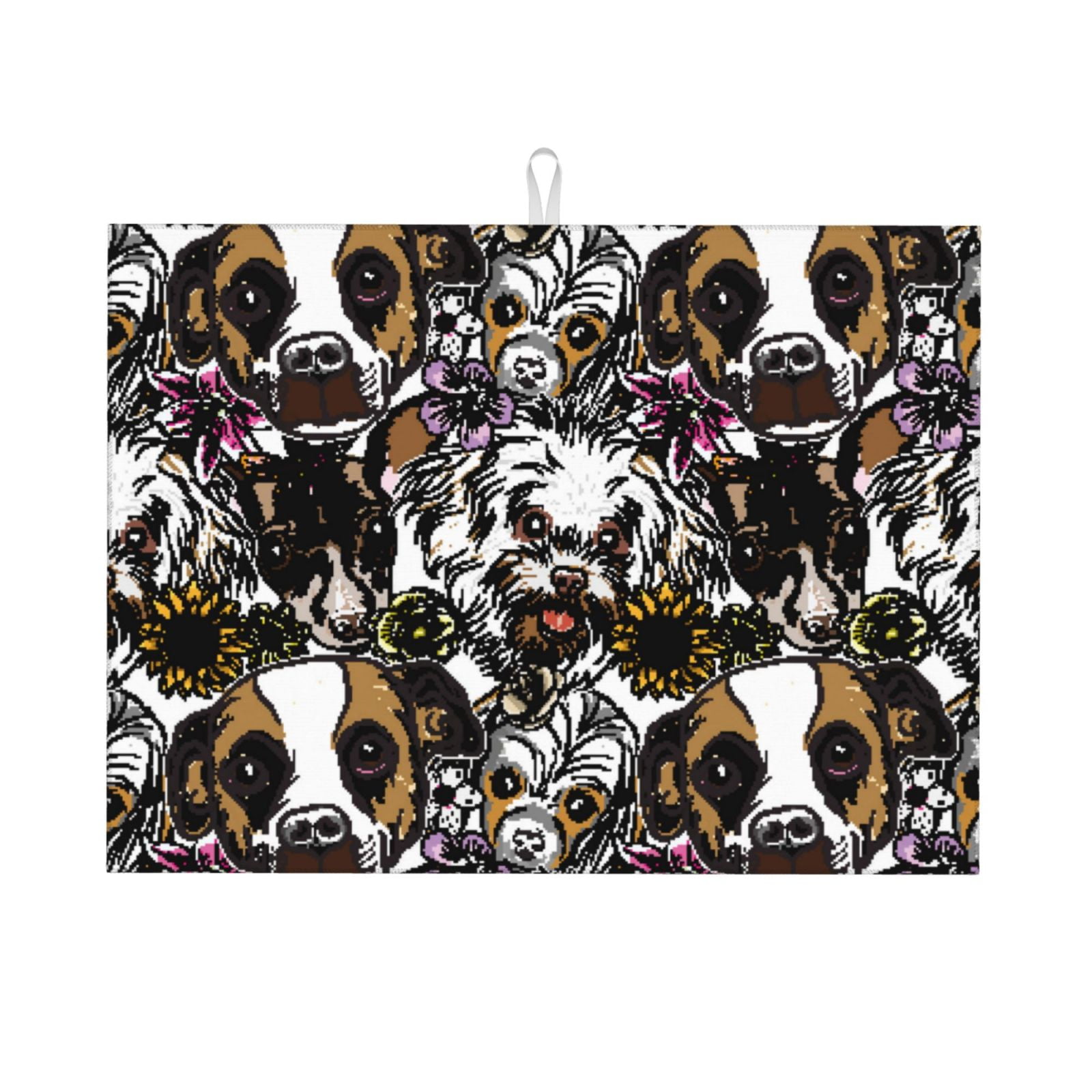 Sikiie Cute Dogs Puppy2 Dish Drying Mat, Kitchen Counter Mat, Self ...