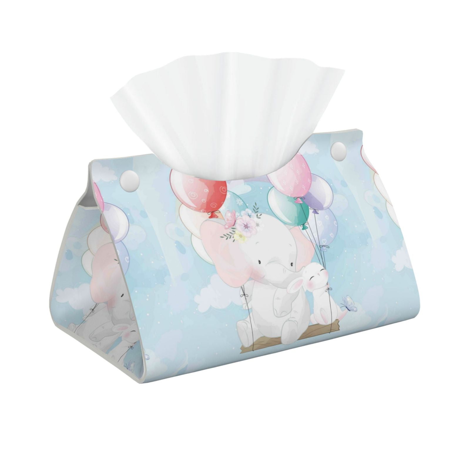 Sikiie Cute Elephant Leather Tissue Box Cover Rectangle, Long Tissue ...