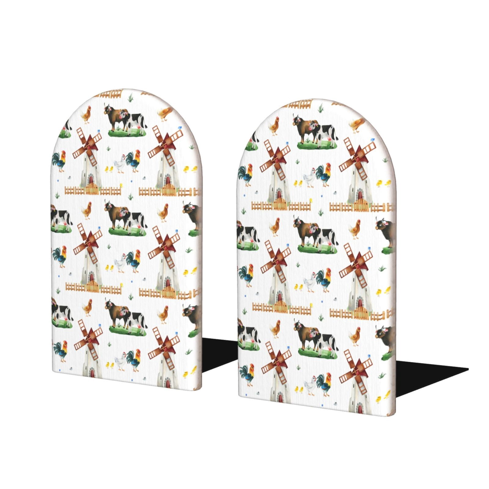 Sikiie Cute Farm Bookends 1 Pair, Wood Bookends for Shelves, Book Ends ...
