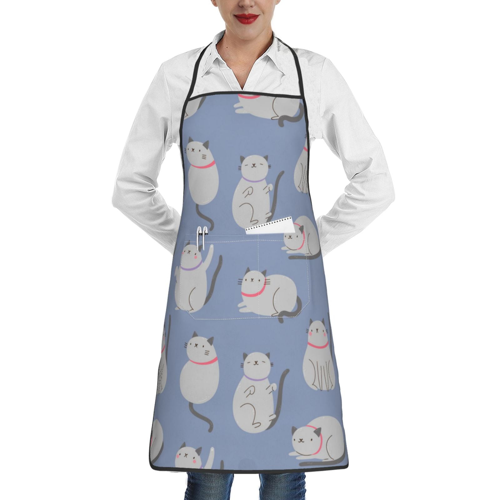 Sikiie Cute Fat Cat Aprons for Kitchen Cooking Aprons, Chef Apron for ...