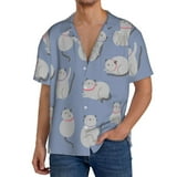 Sikiie Cute Fat Cat Men's Wrinkle Free Untucked Cuban Shirt Business ...
