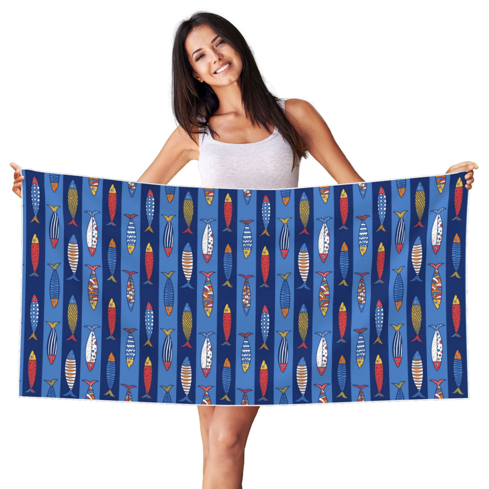 Sikiie Cute Fish Beach Towel for Women Men, Pool Bath Beach Camping ...