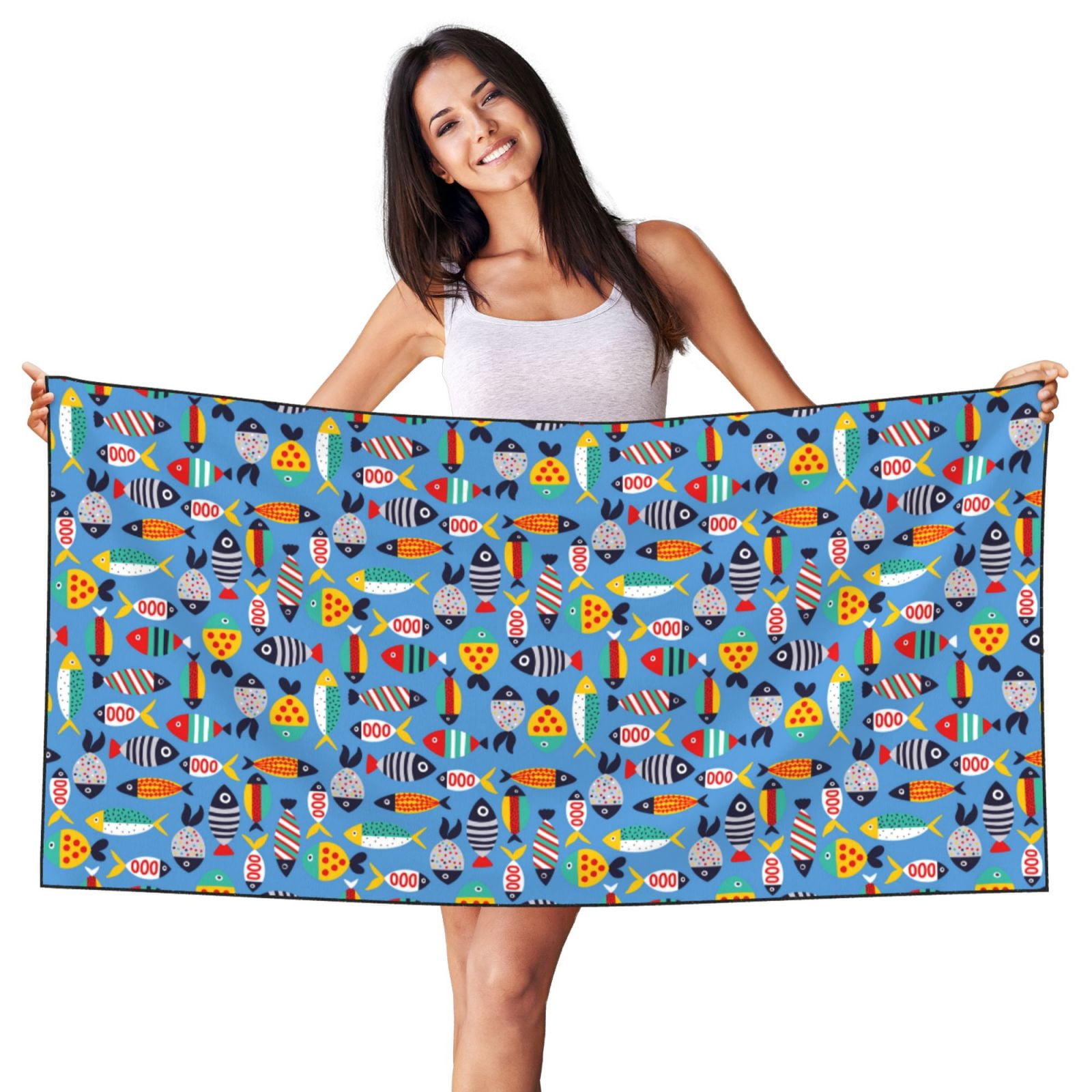 Sikiie Cute Flat Fish Beach Towel for Women Men, Pool Bath Beach ...