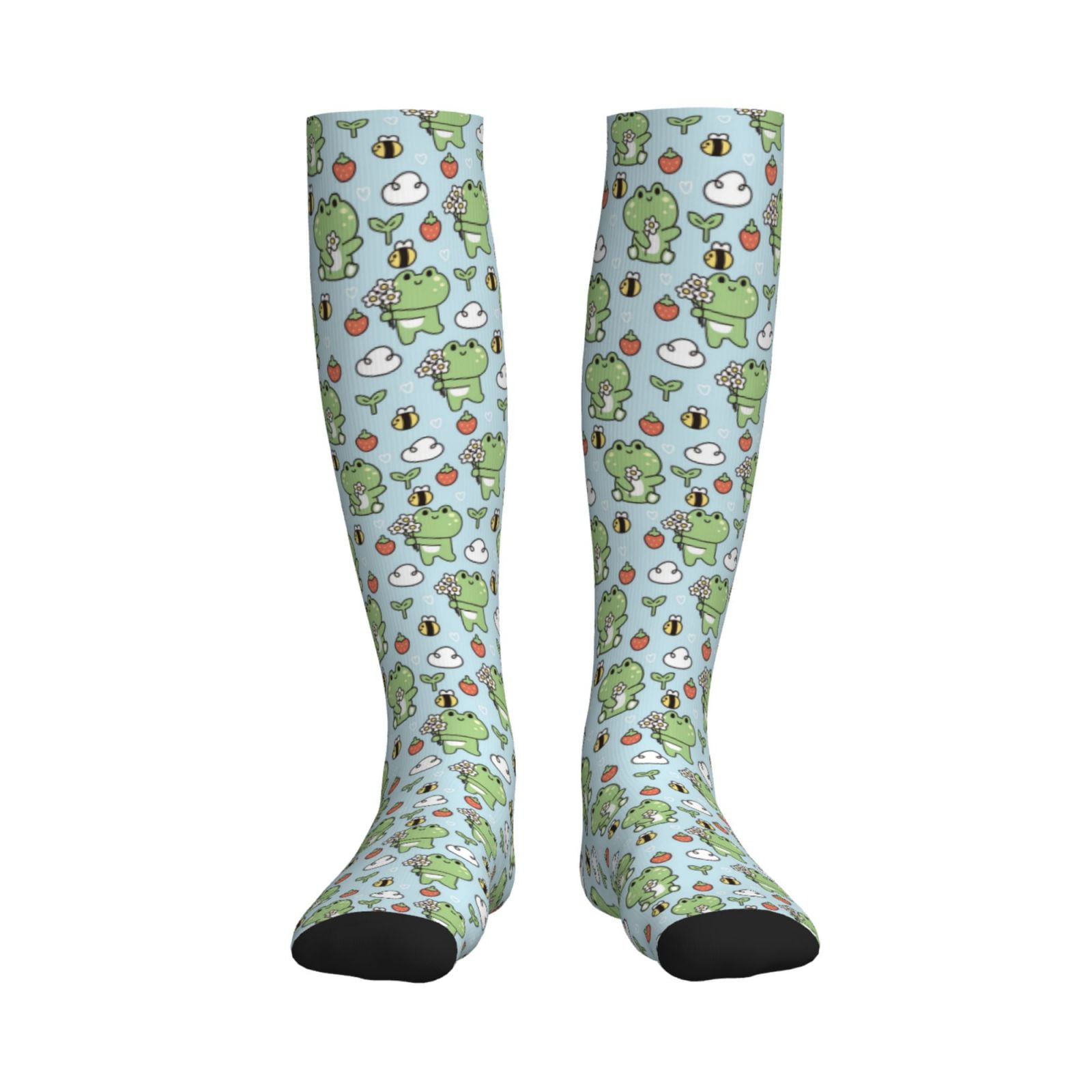 Sikiie Cute Floral Frog 1 Pairs Compression Socks for Men and Women 15 ...