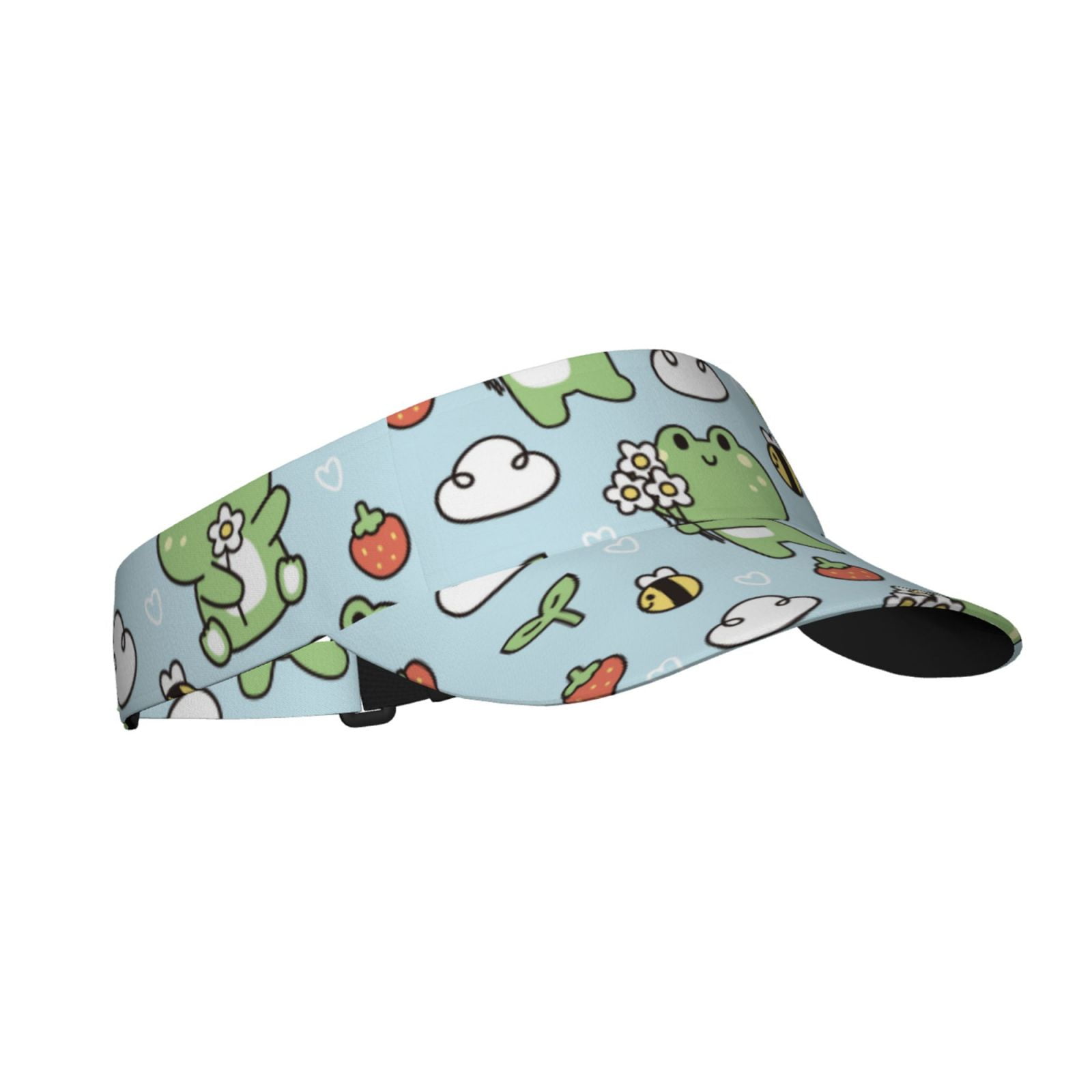 Sikiie Cute Floral Frog Sun Visor Hat Adjustable Velcro Golf Visor ...