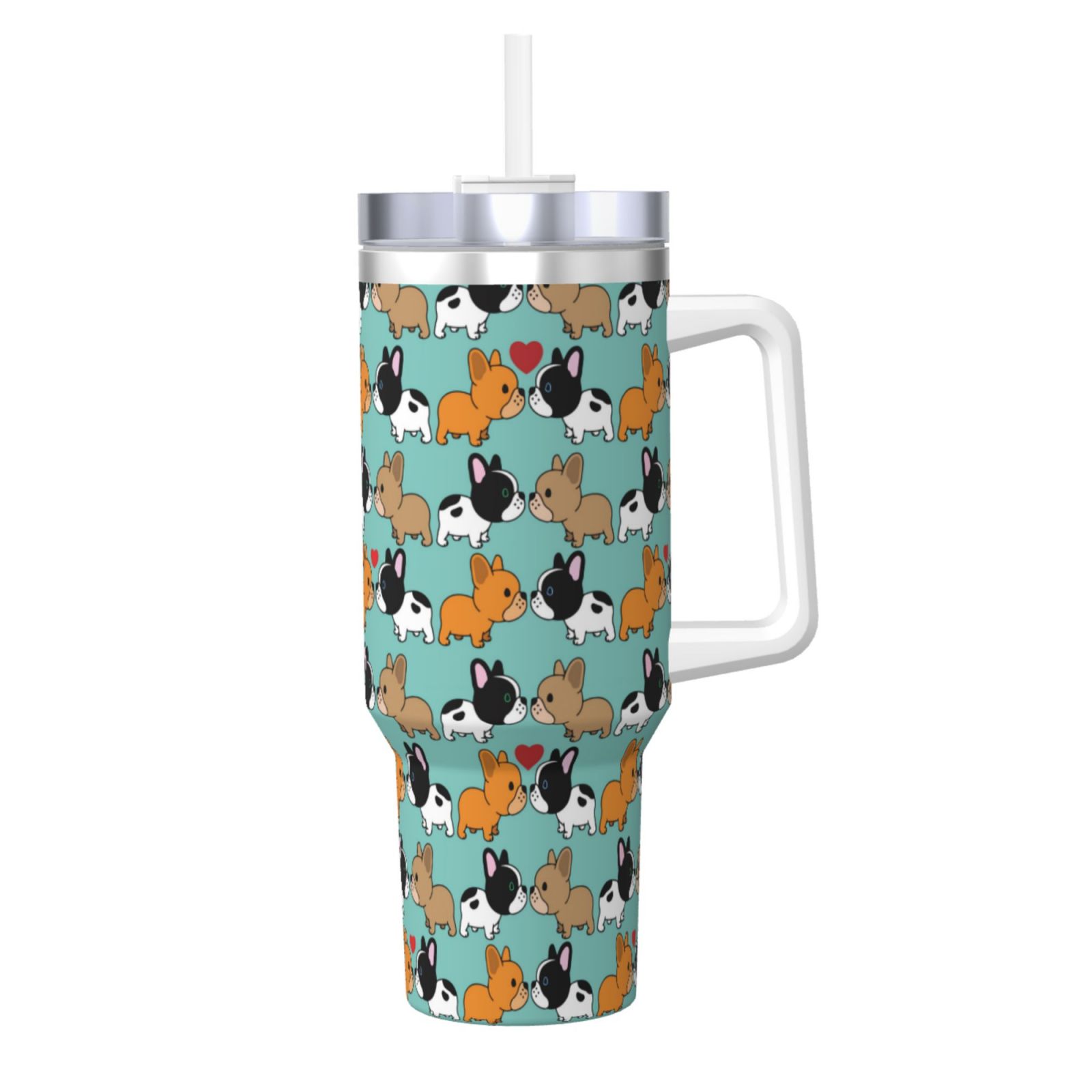 Sikiie Cute French Bulldog Insulated Stainless Water Bottle Lid Travel ...