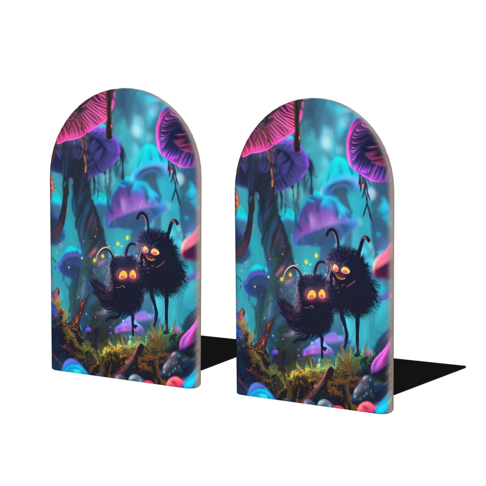 Sikiie Cute Fuzzy Fantasy Creatures Bookends 1 Pair, Wood Bookends for ...