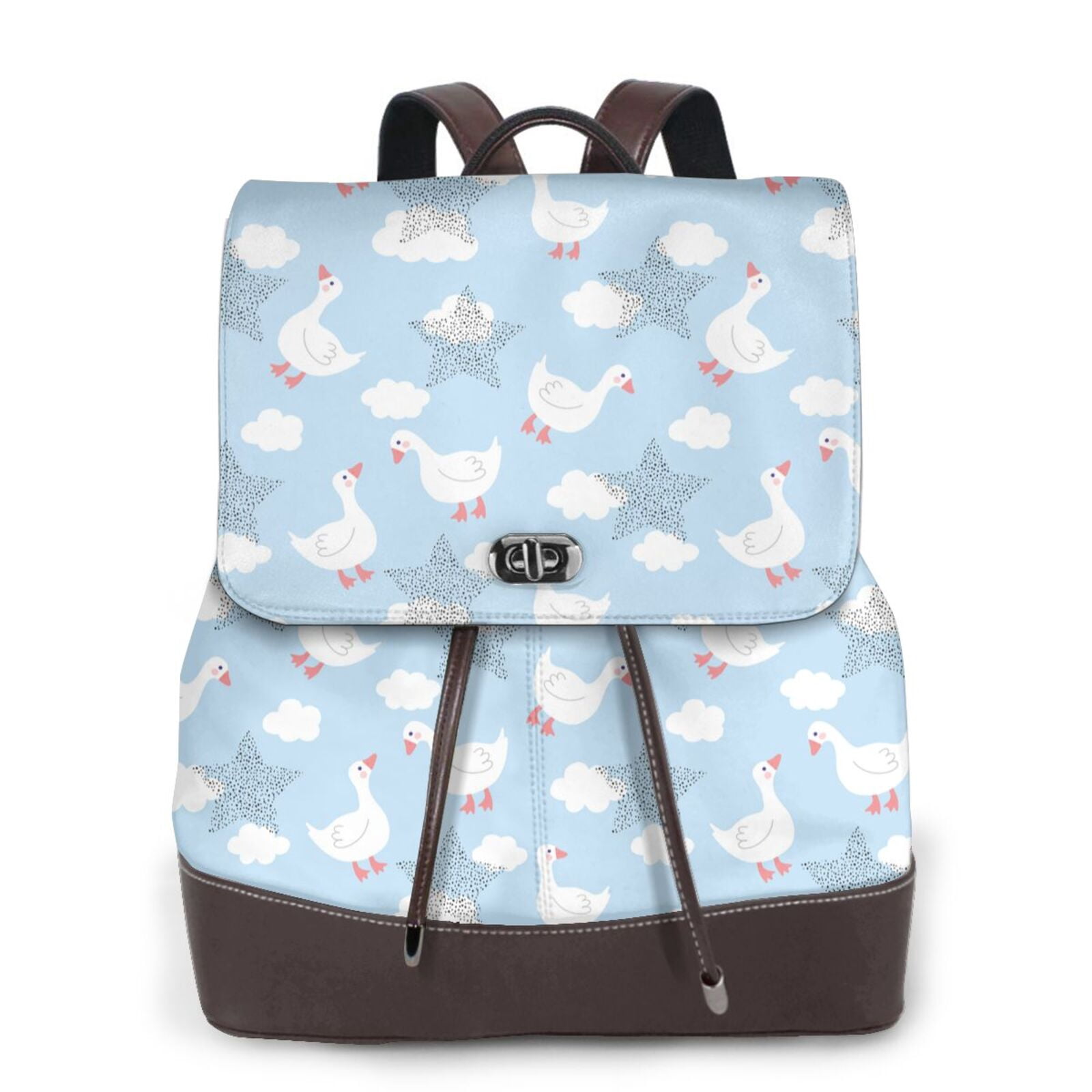 Sikiie Cute Goose On A Blue Sky Women Genuine Leather Backpack Fashion ...