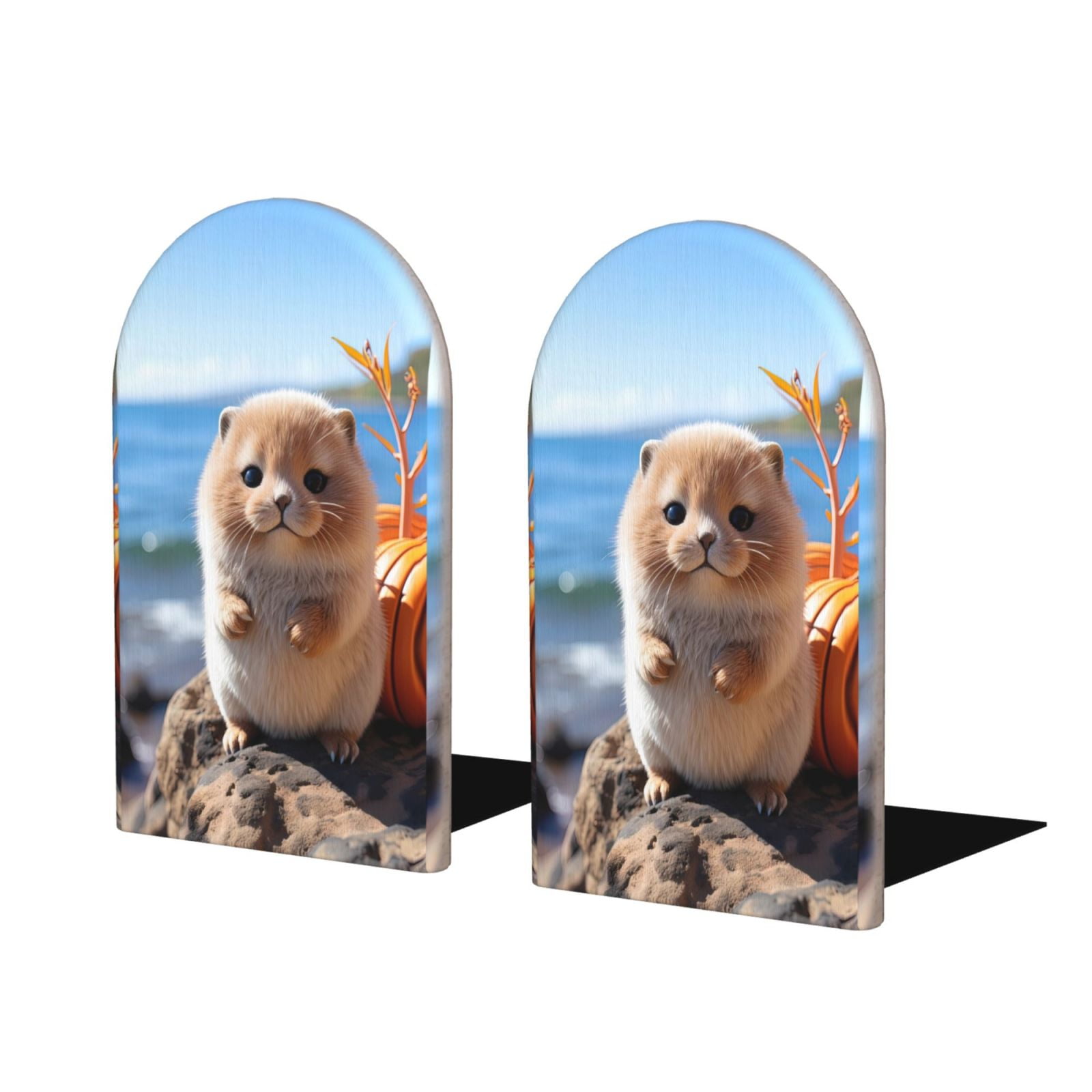 Sikiie Cute Guinea Pig Sea Bookends 1 Pair, Wood Bookends for Shelves ...