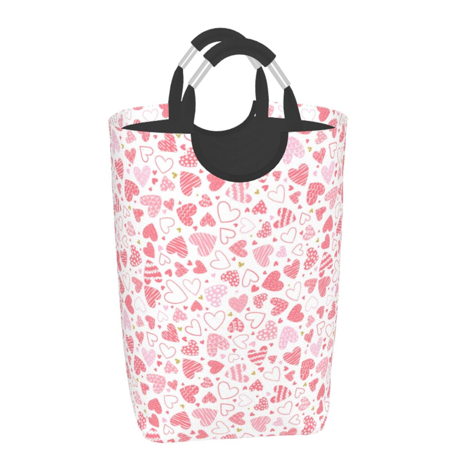 Sikiie Cute Hand Drawn Hearts Square Laundry Bag Large Collapsible ...