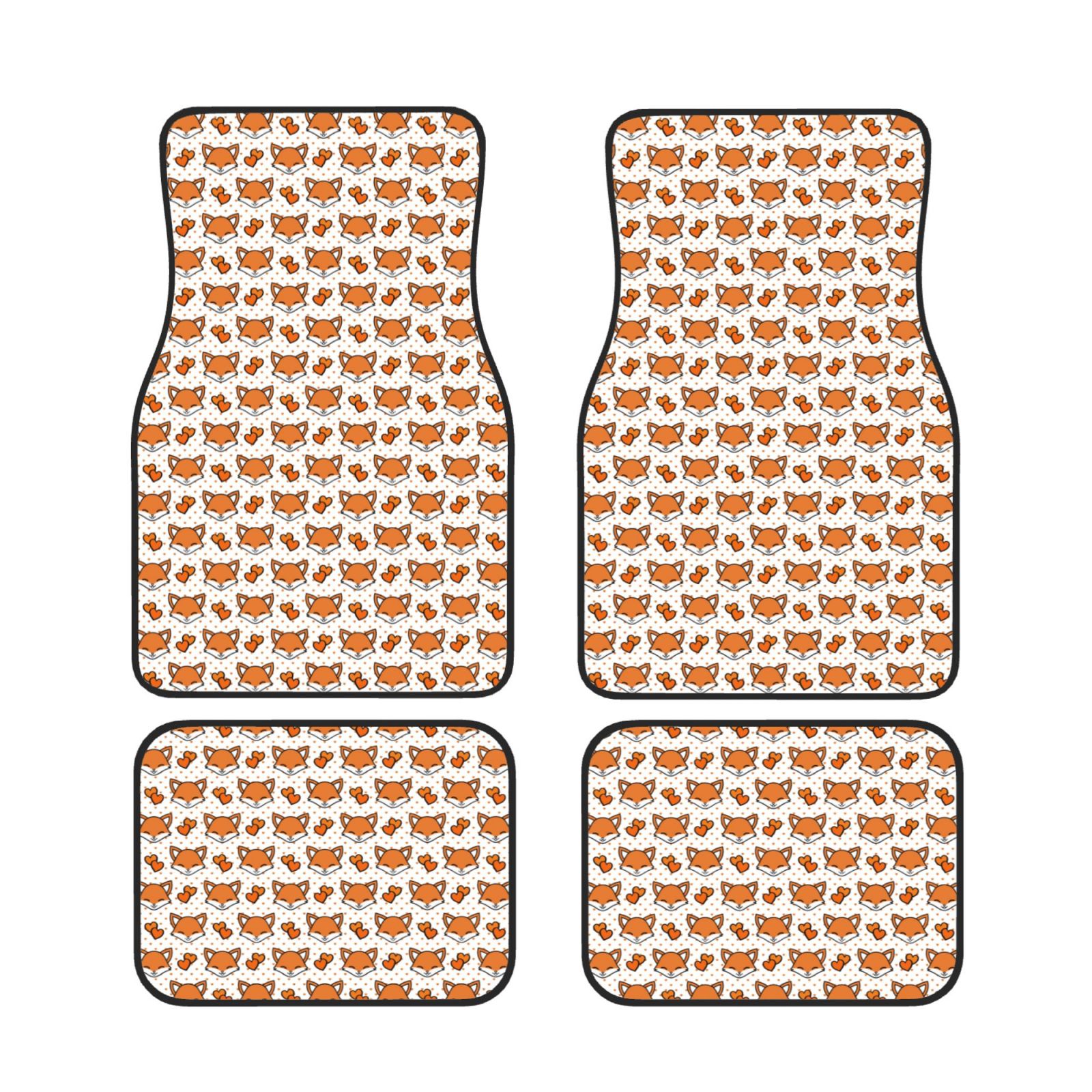 Sikiie Cute Heart Fox Cartoon Car Foot Mat Set of 4 Pieces Basics ...