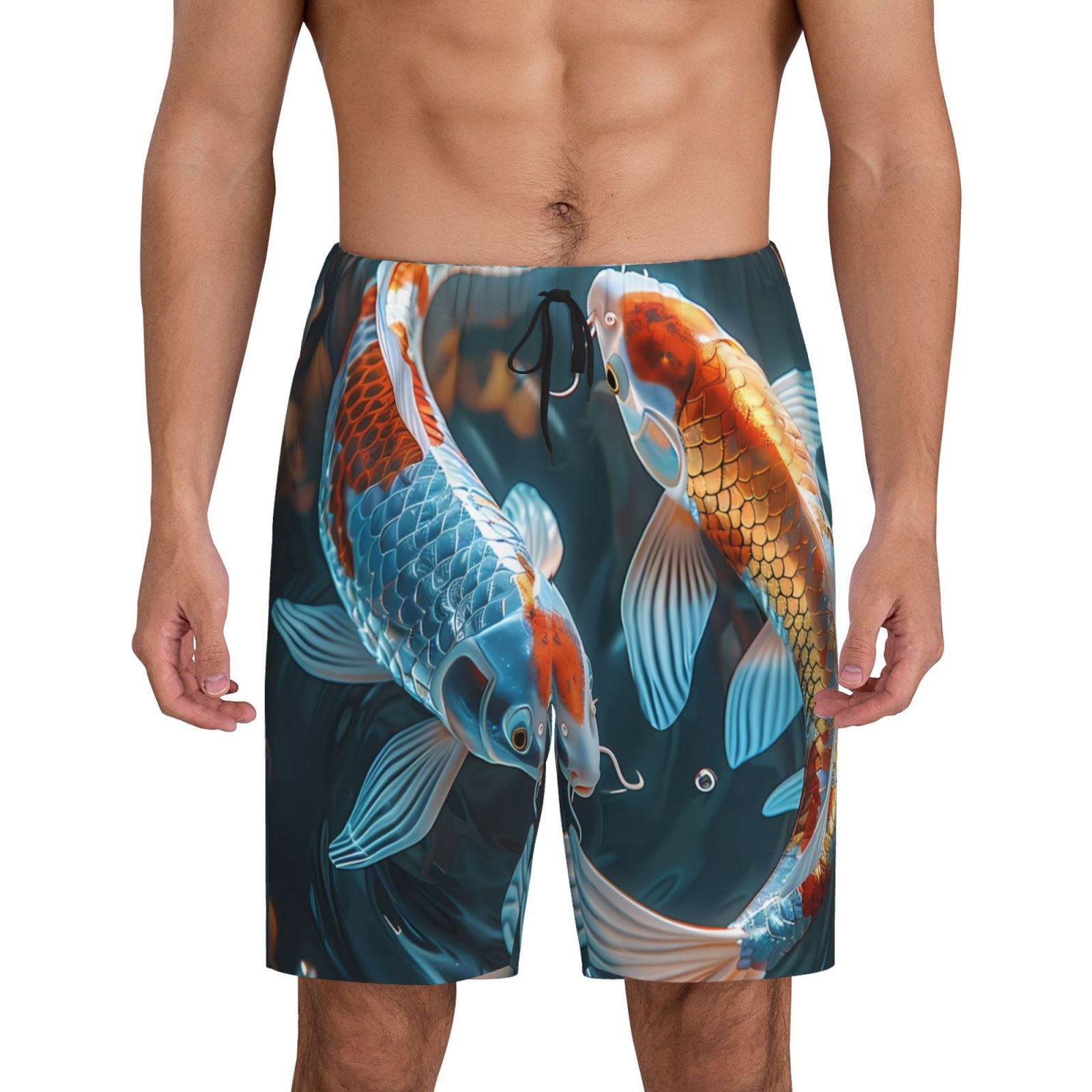 Sikiie Cute Koi Fish Serenity Mens Pajama Shorts, Lounge Pant, Men's shorts，Sleep Pj Shorts for ...