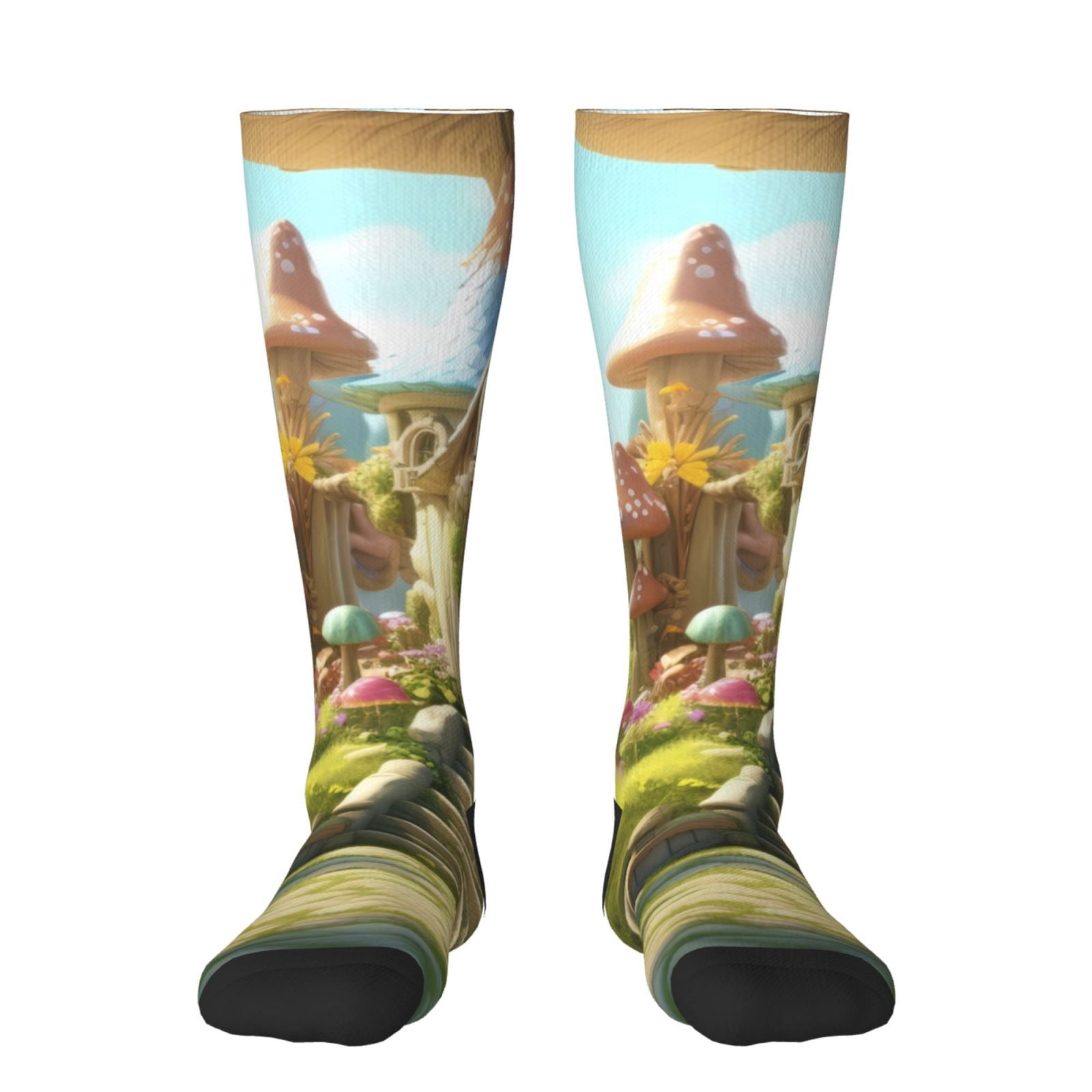 Sikiie Cute Mushroom Town A Knee Socks, High Socks Long Stretchy Sock ...