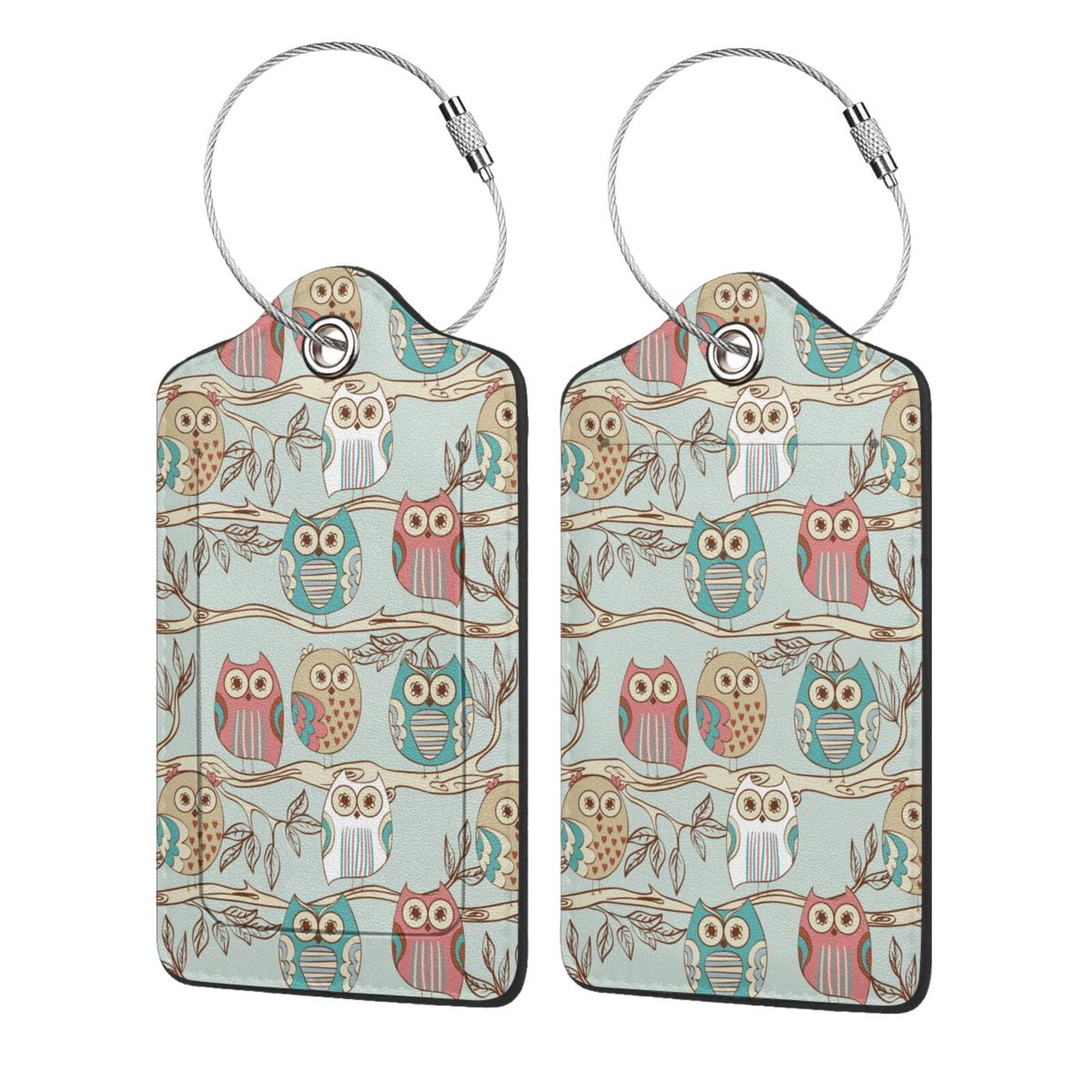 Sikiie Cute Owl Luggage Tag for Suitcase Leather Baggage Tag with ...