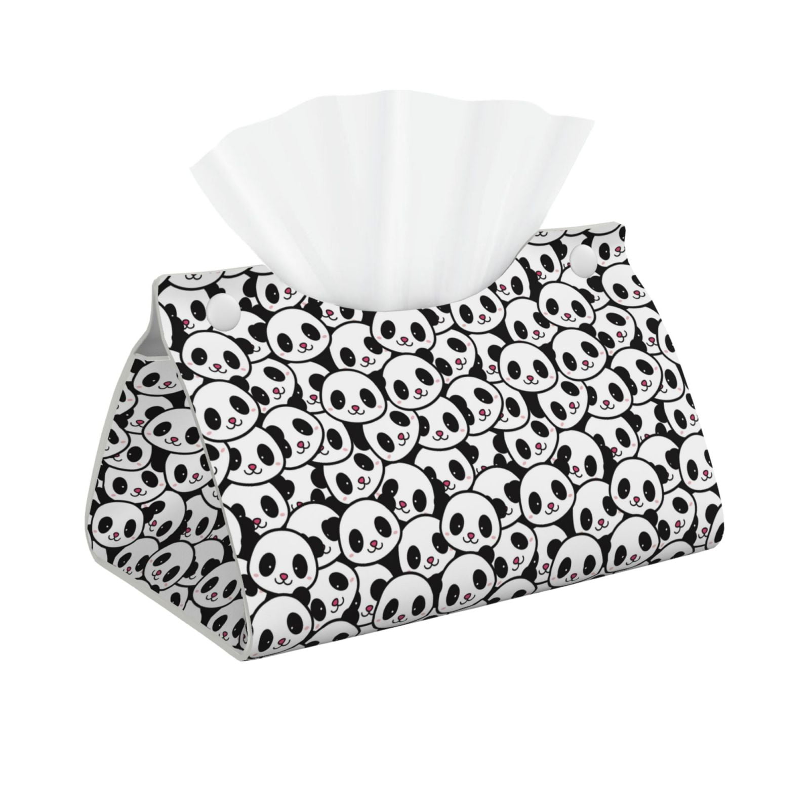 Sikiie Cute Panda Face Leather Tissue Box Cover Rectangle, Long Tissue ...