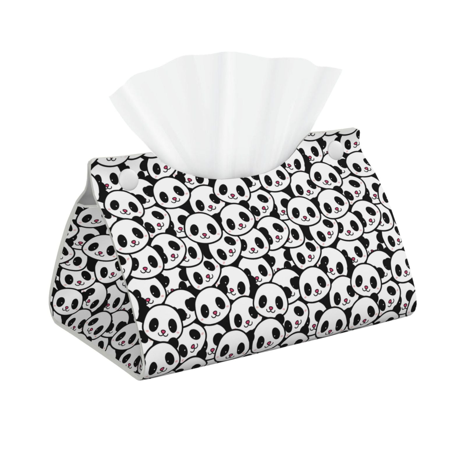 Sikiie Cute Panda Face Leather Tissue Box Cover Rectangle, Long Tissue ...