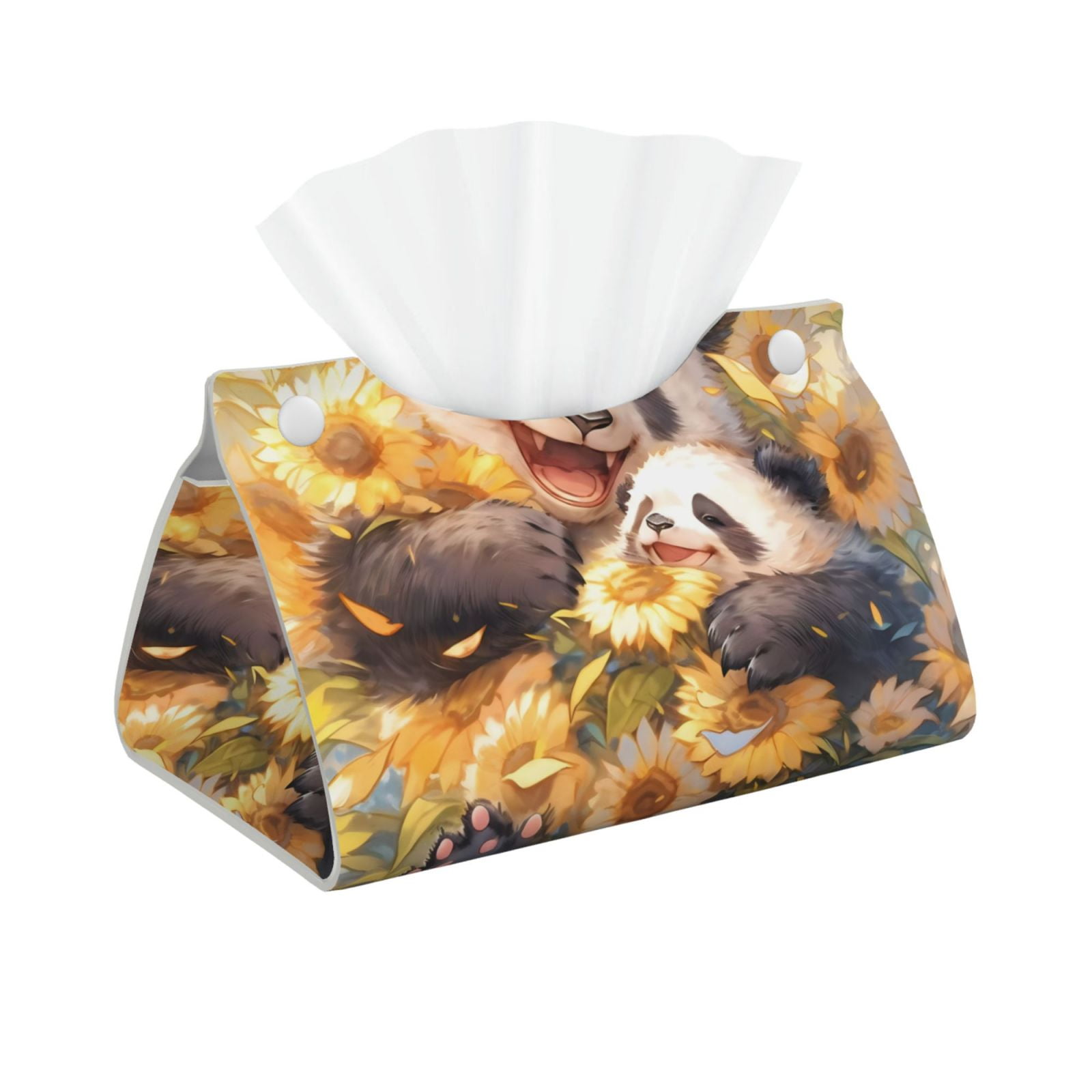 Sikiie Cute Panda Sunflower Leather Tissue Box Cover Rectangle, Long ...