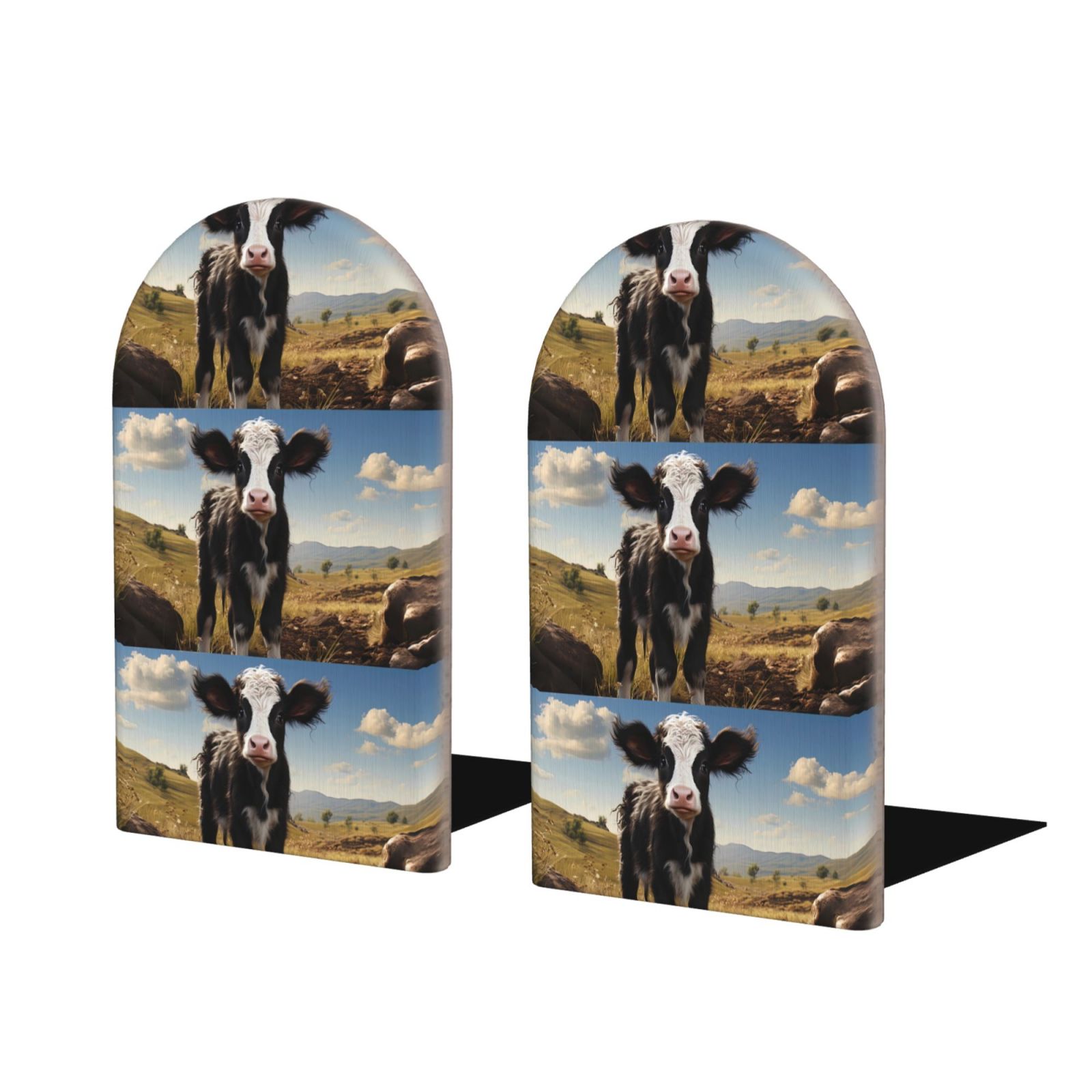 Sikiie Cute Prairie Cow Bookends 1 Pair, Wood Bookends for Shelves ...