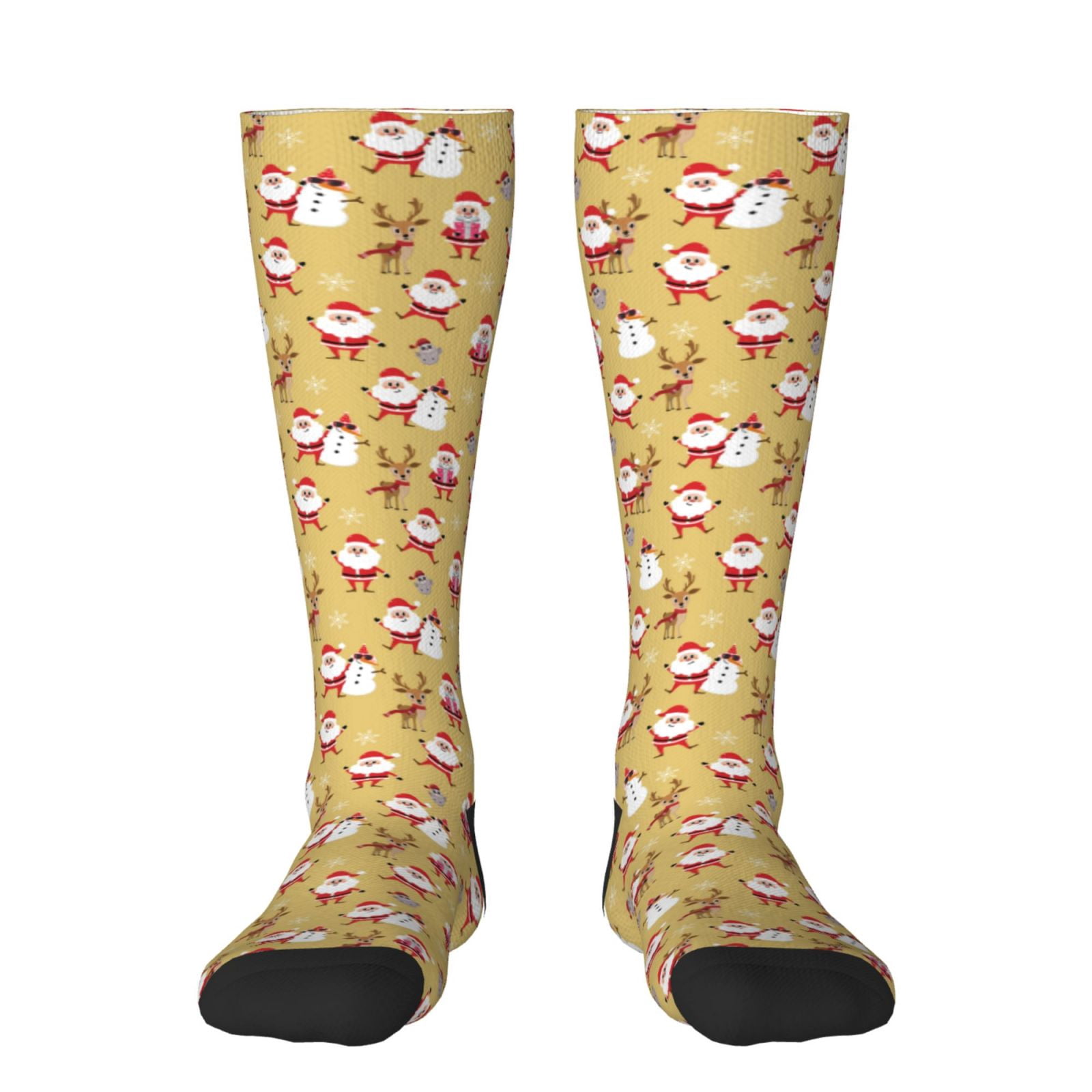 Sikiie Cute Santa and Reindeer Knee Socks, High Socks Long Stretchy ...