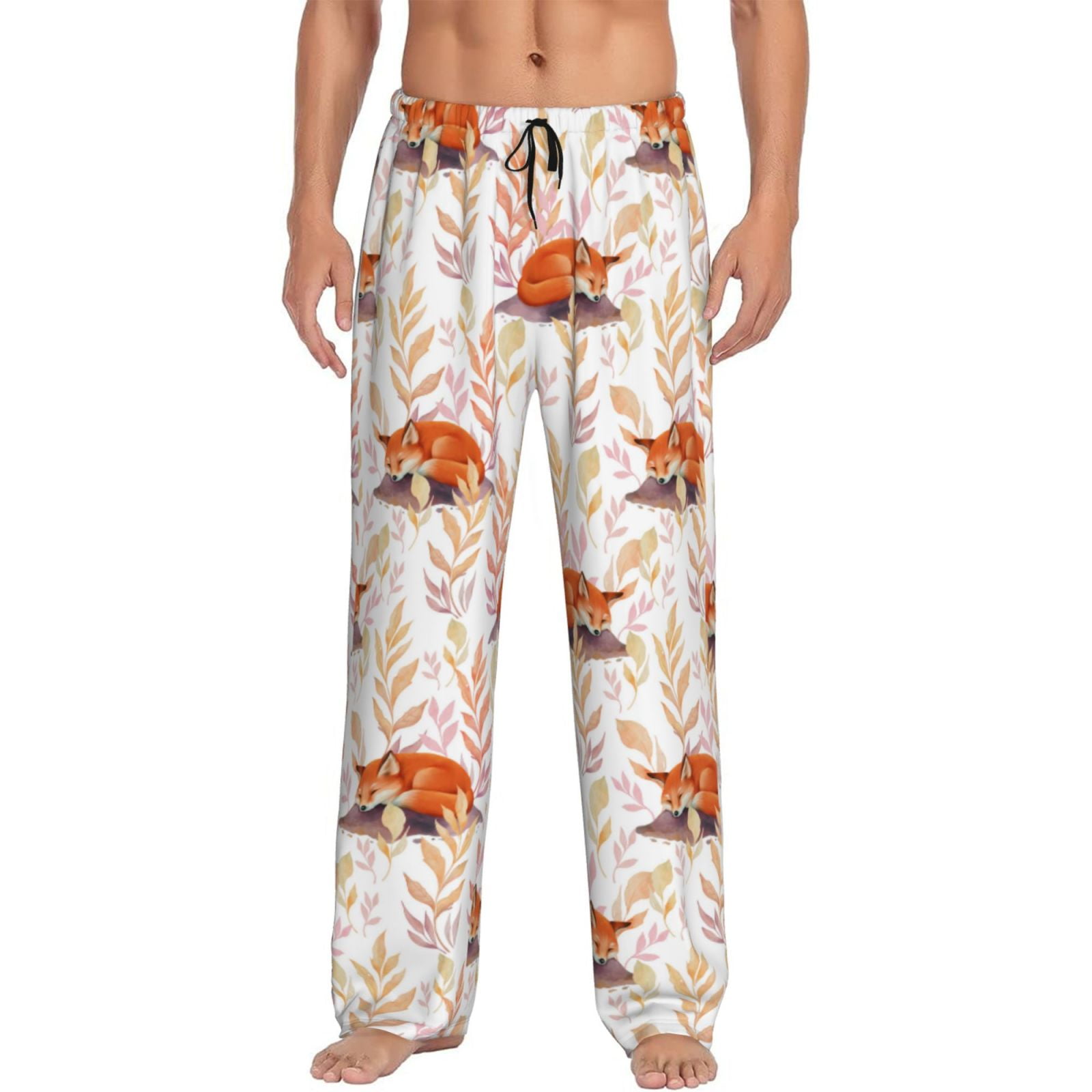 Sikiie Cute Sleepy Fox Pajama Pants Men, PJ Bottoms, Sleep & Lounge ...