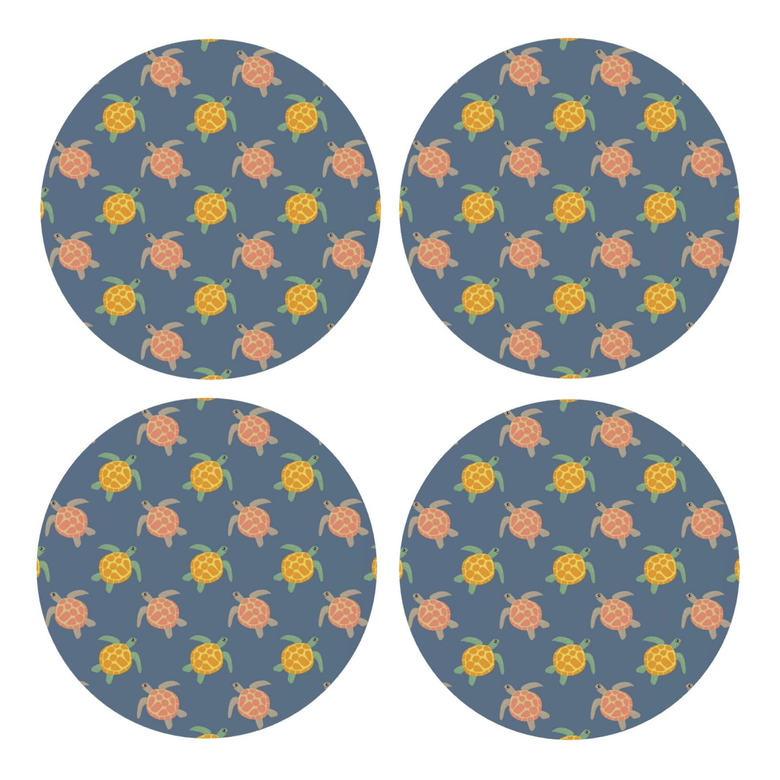 Sikiie Cute Turtle MDF Cork Coaster 4 Pcs - Absorbent Beverage Coasters for Coffee Cup, Wine ...