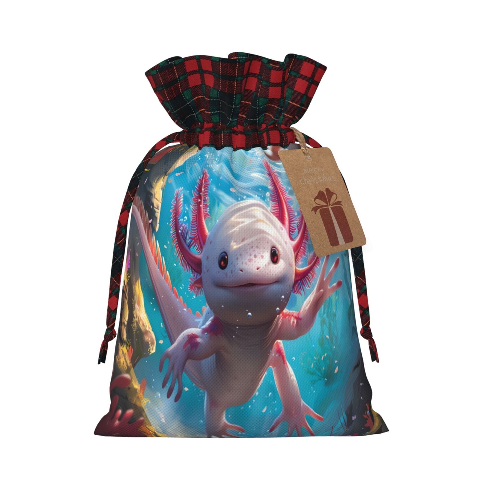 Sikiie Cute Underwater Axolotl Christmas Gift Bags Drawstring Gift Bags ...