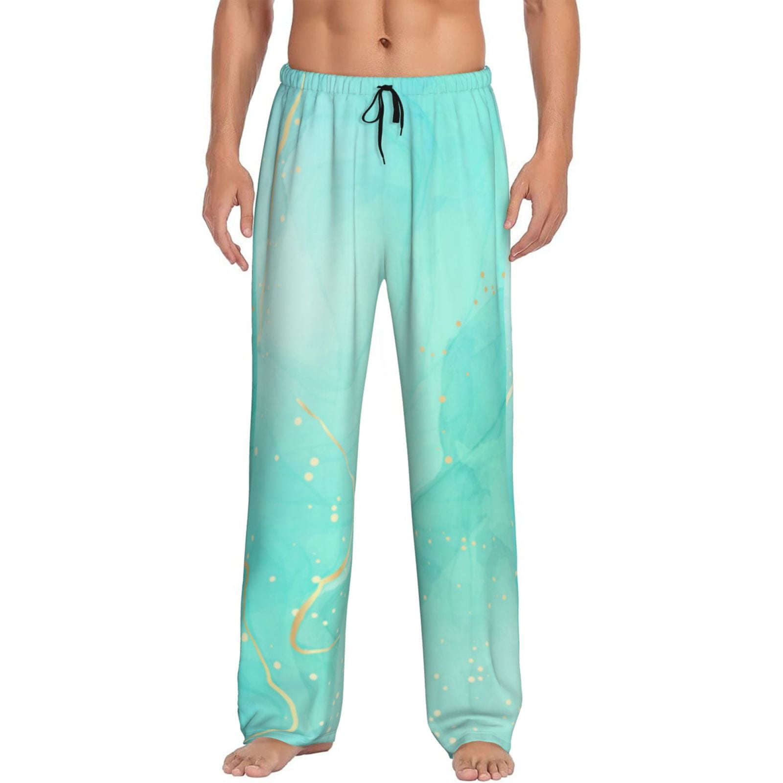 Sikiie Cyan Mint Marble Pajama Pants Men, PJ Bottoms, Sleep & Lounge ...