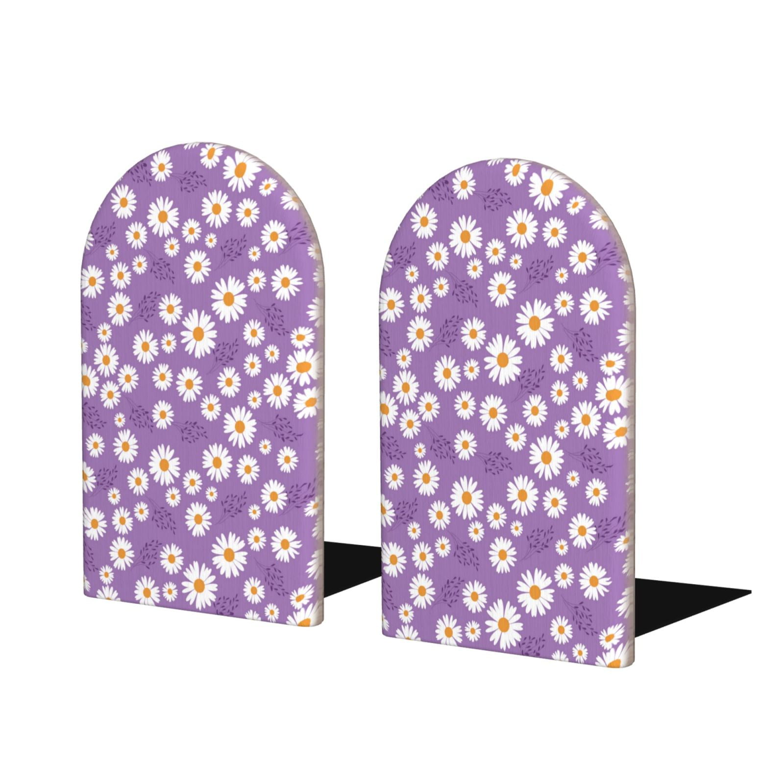 Sikiie Daisies Flowers Bookends 1 Pair, Wood Bookends for Shelves, Book ...