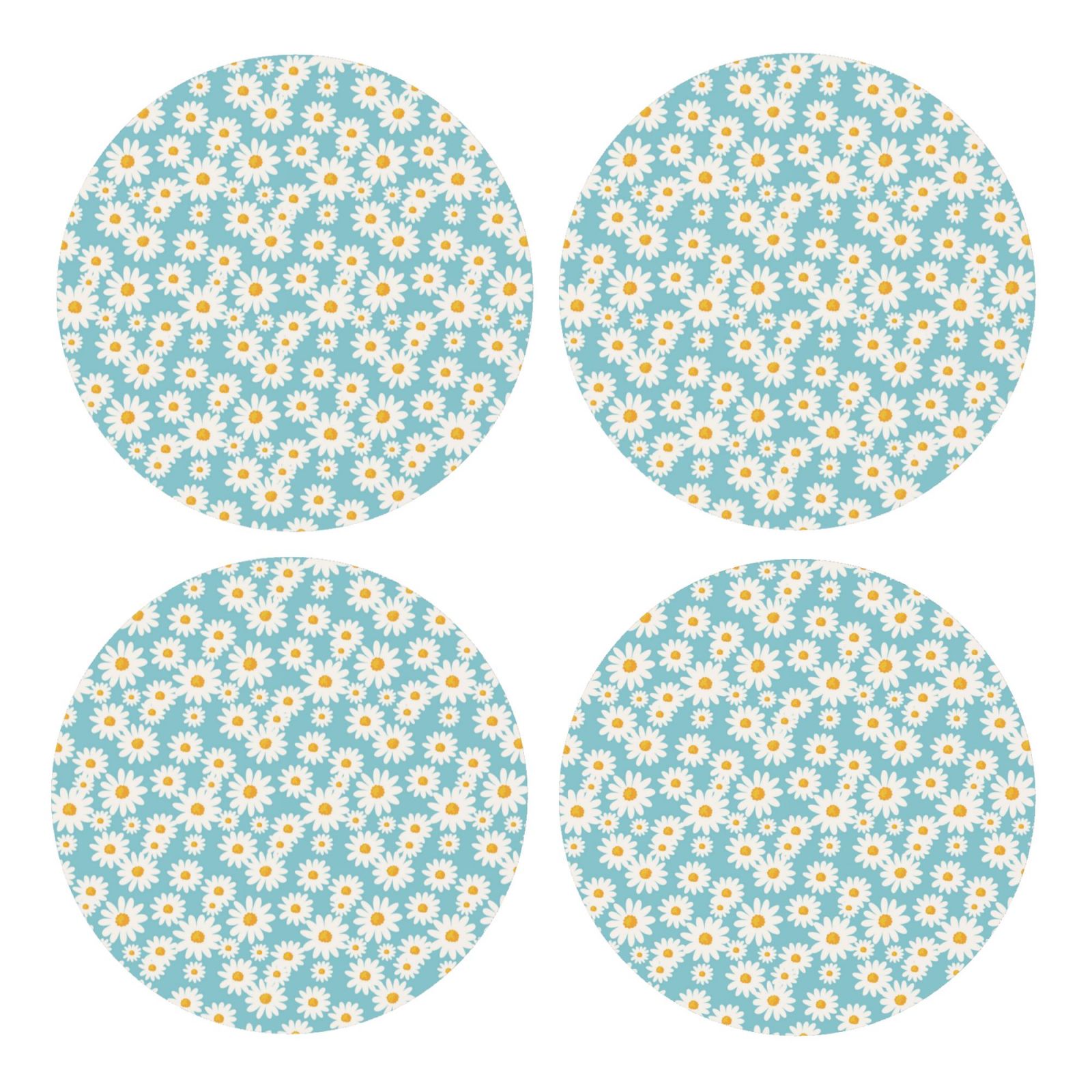 Sikiie Daisy Floral A MDF Cork Coaster 4 Pcs - Absorbent Beverage ...