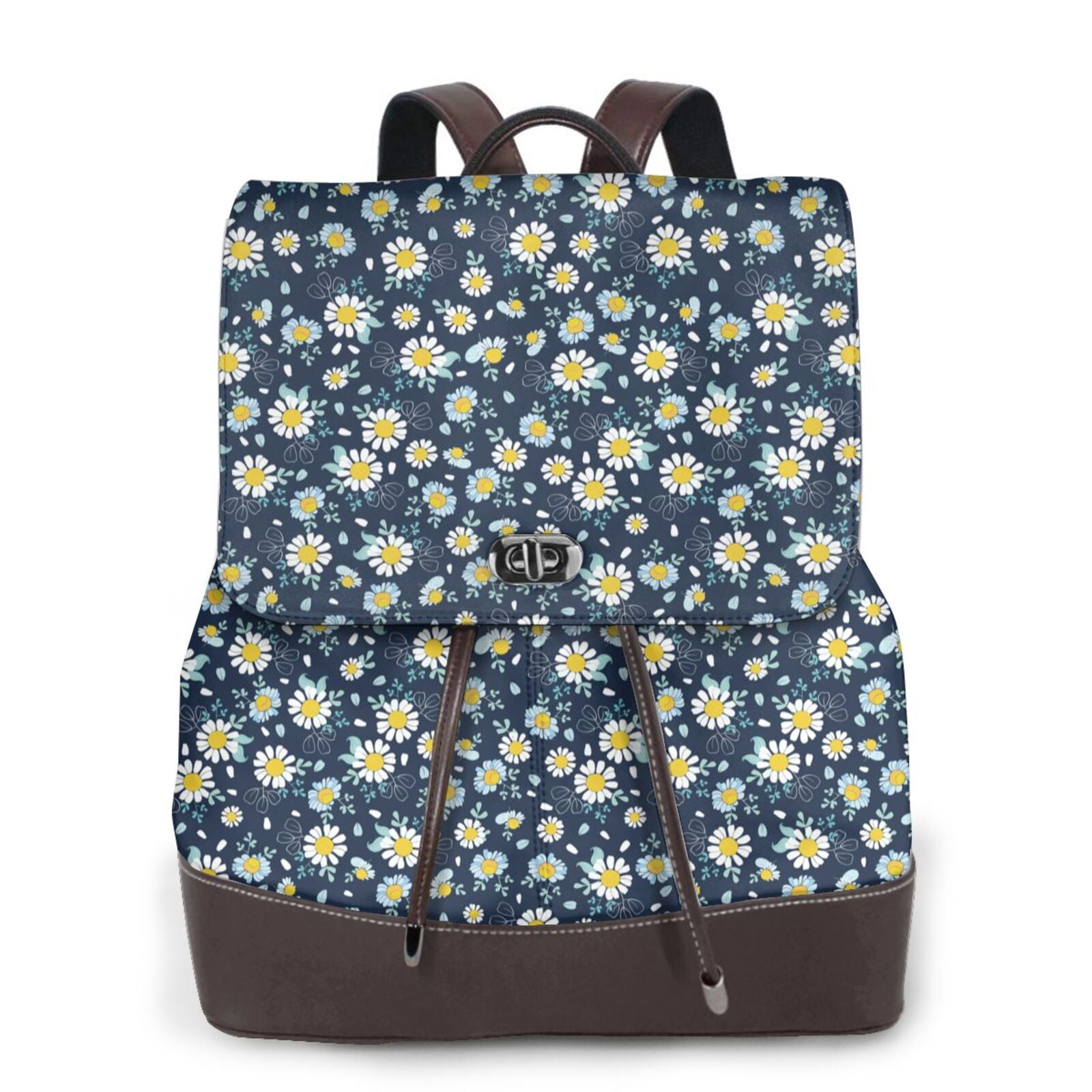 Sikiie Daisy Floral B Women Genuine Leather Backpack Fashion Rucksack ...