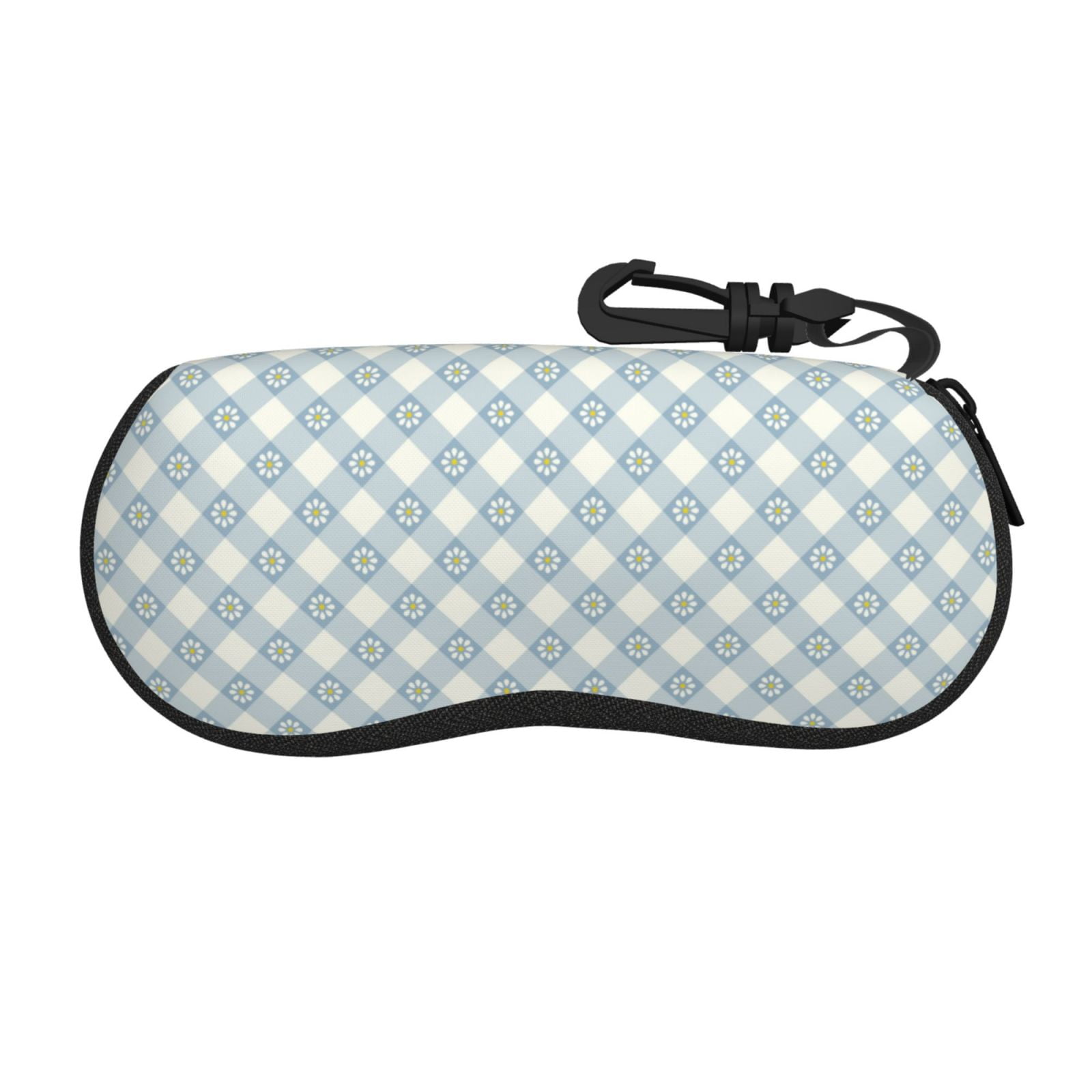 Sikiie Daisy Plaid Blue Sunglasses Soft Case Neoprene Zipper Eyeglass ...
