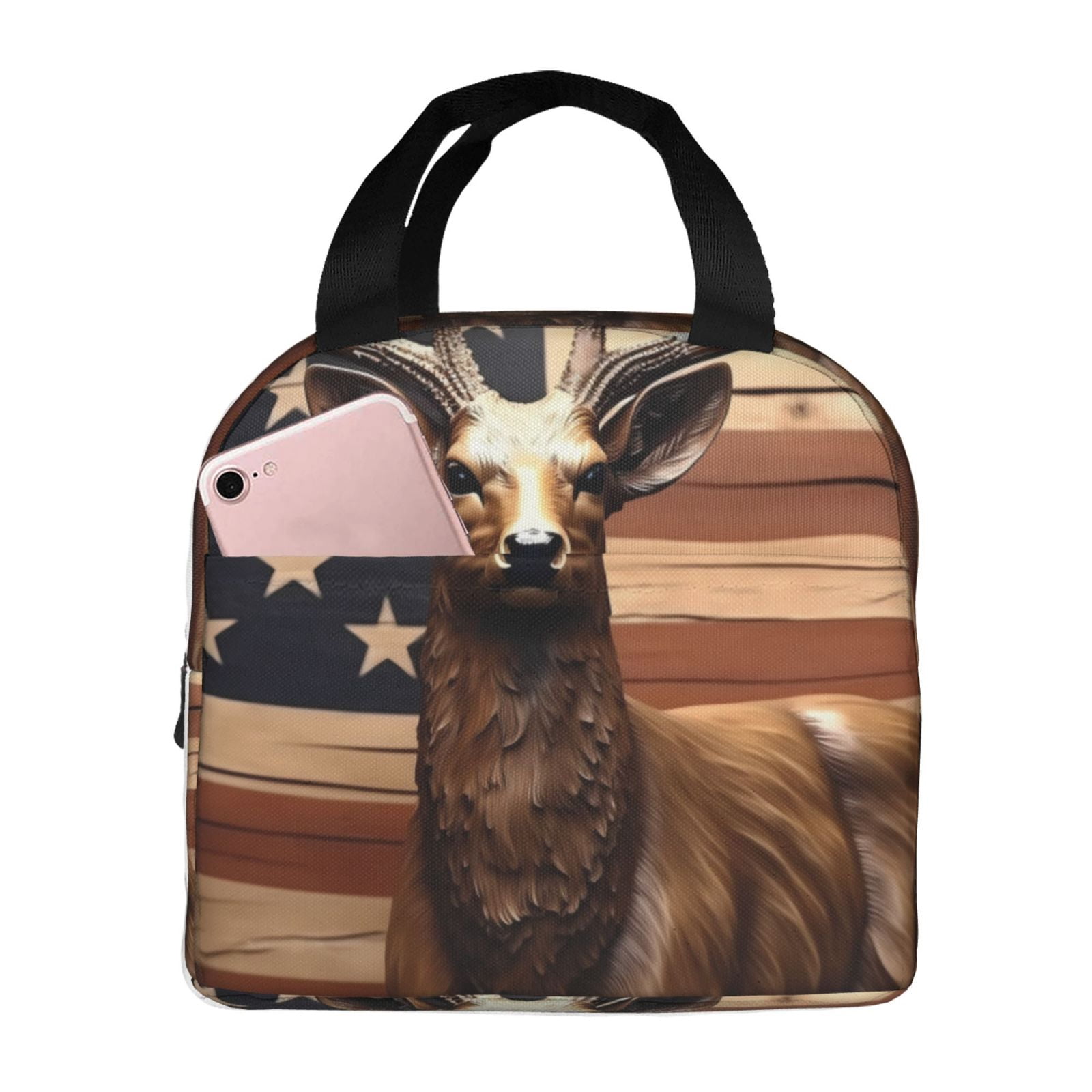 Sikiie Deer American Flag Vintage Lunch Bag for Women & Men Adult ...