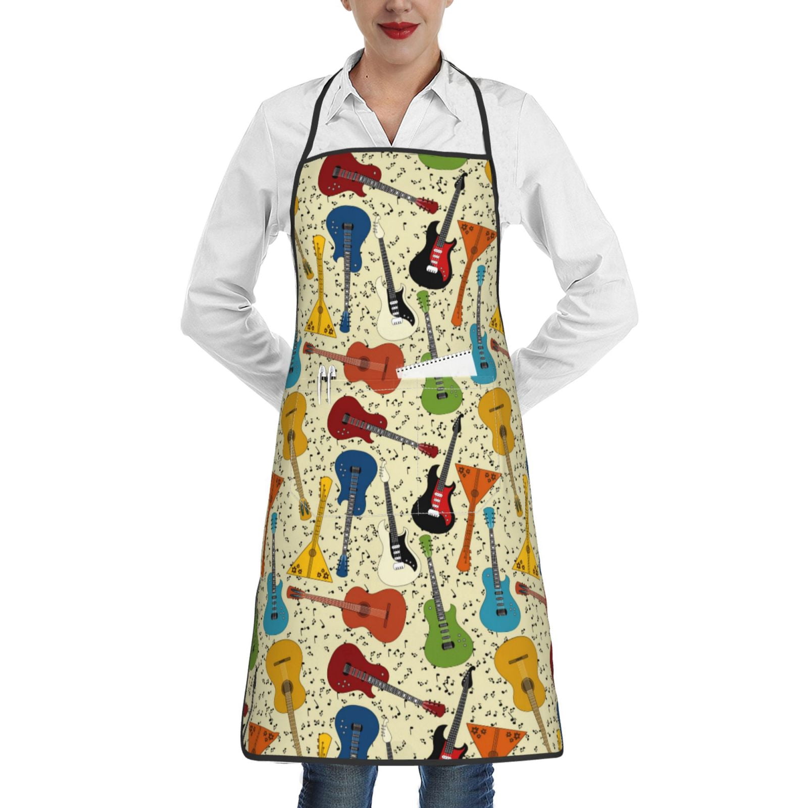 Sikiie Different Kind Of Guitars Aprons for Kitchen Cooking Aprons ...