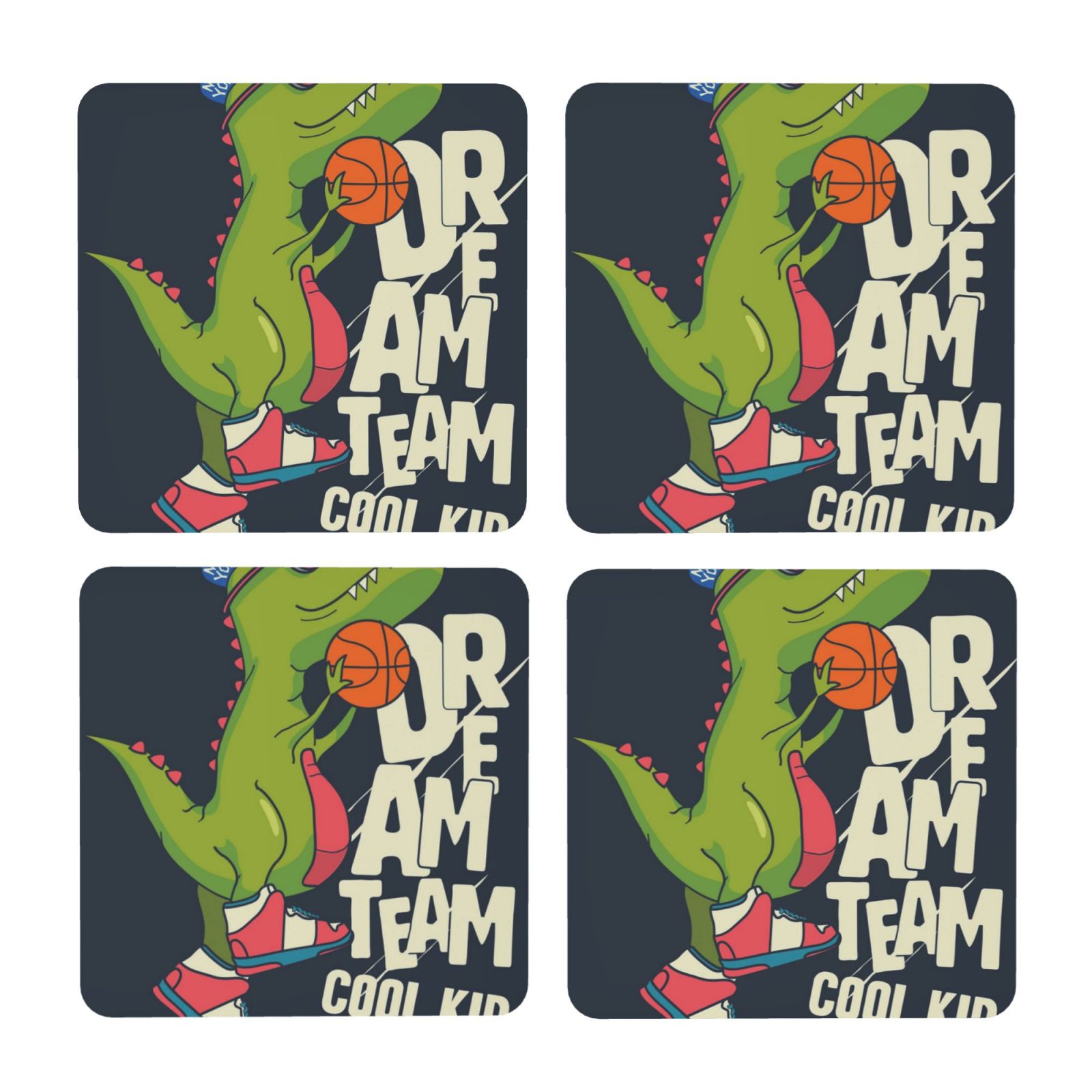 Sikiie Dinosaur Basketball Player MDF Cork Coaster 4 Pcs - Absorbent ...