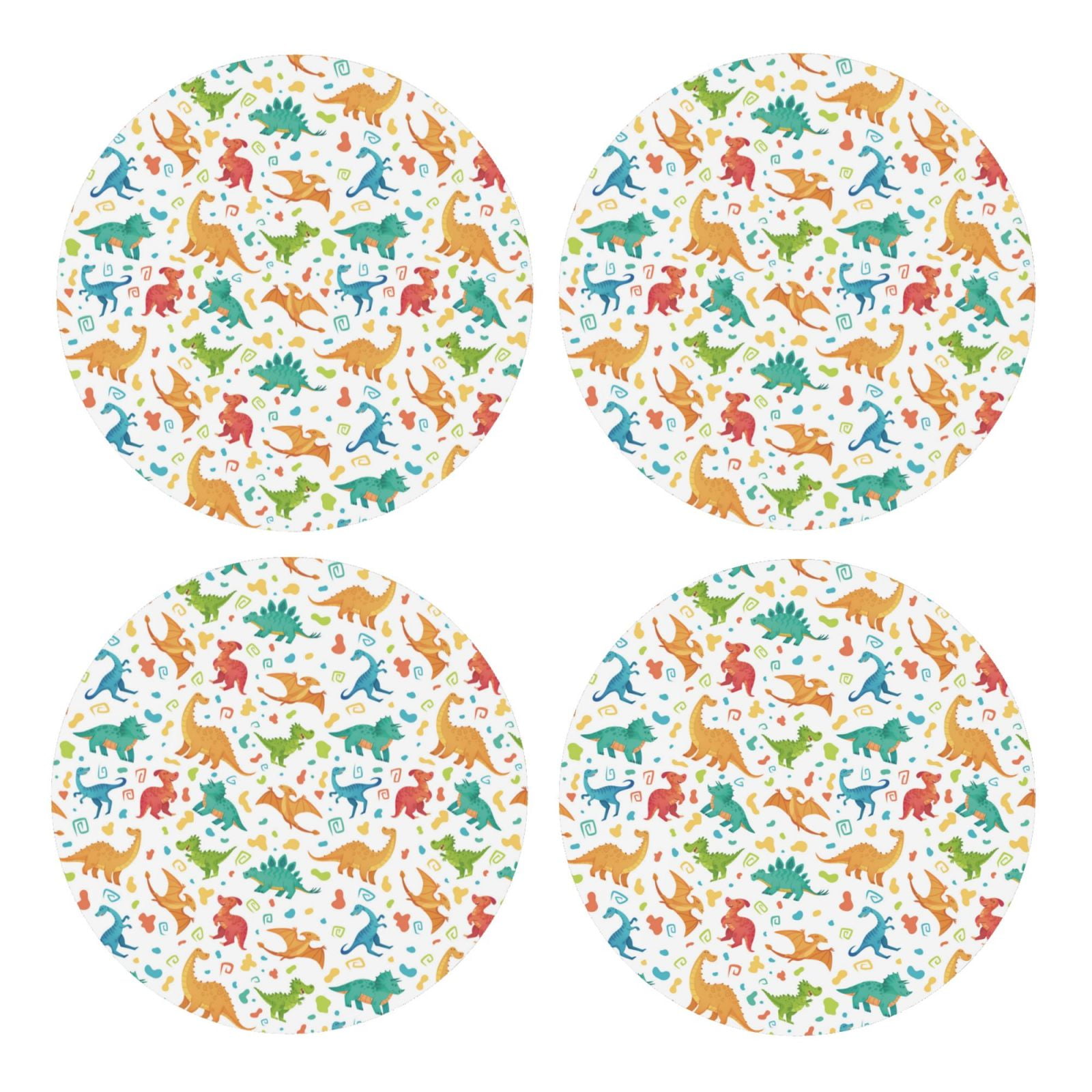 Sikiie Dinosaur MDF Cork Coaster 4 Pcs - Absorbent Beverage Coasters ...