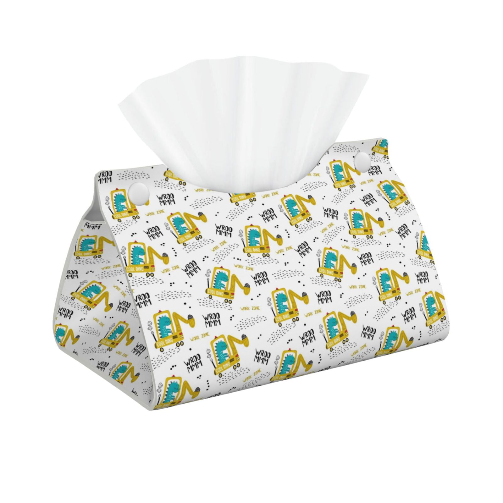 Sikiie Dinosaur on Excavator Leather Tissue Box Cover Rectangle, Long ...